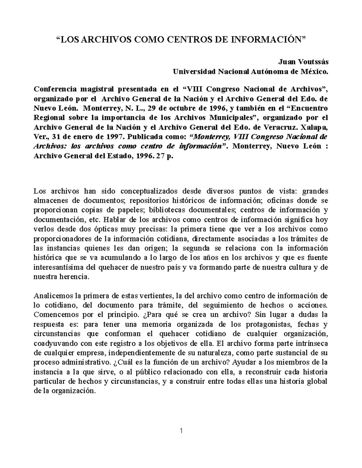 1996 los archivos como centros de informacion 2 - “LOS ARCHIVOS COMO ...