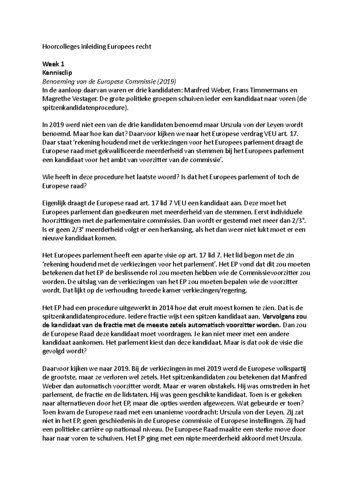 Hoorcolleges inleiding Europees recht - De grote politieke groepen ...