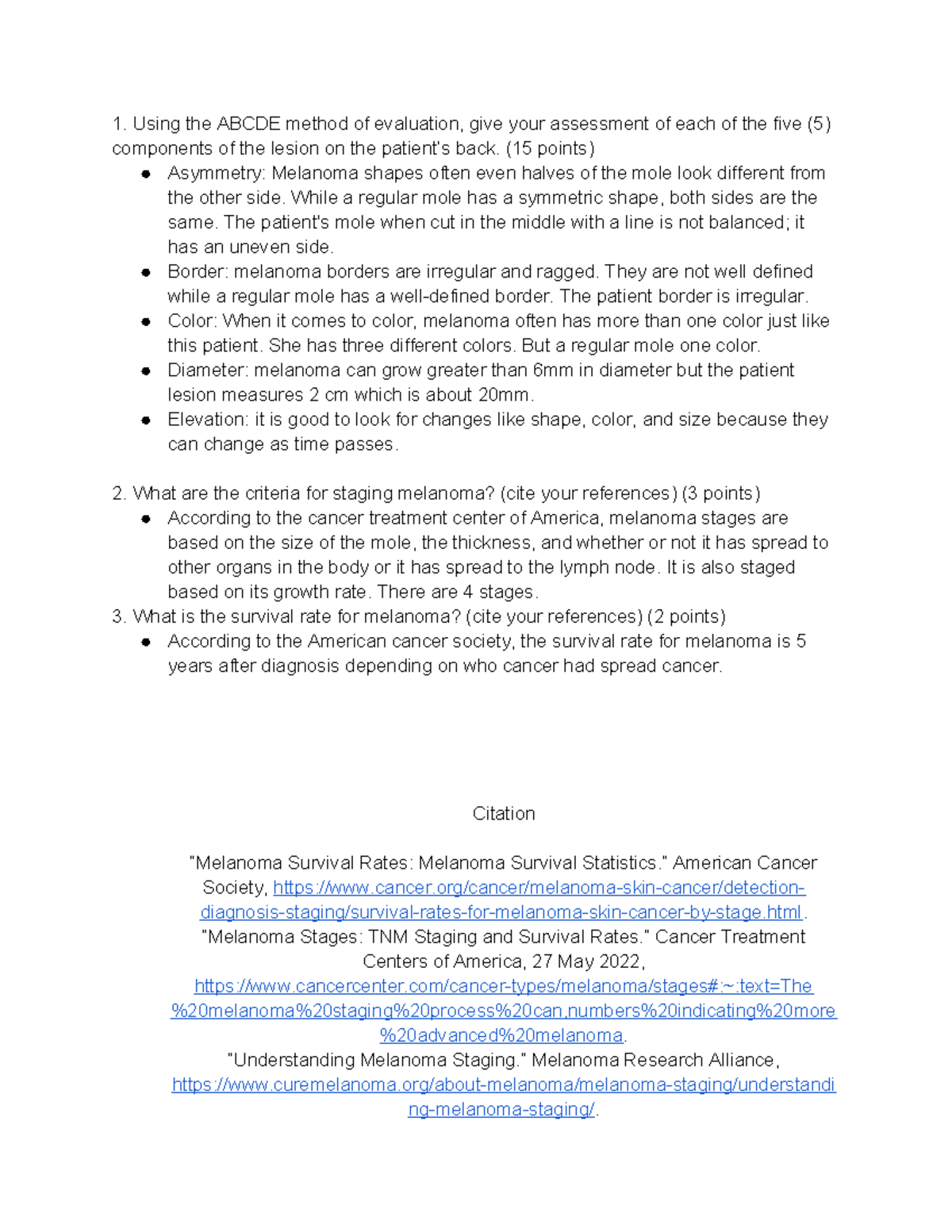 Case study - N/A - Using the ABCDE method of evaluation, give your ...