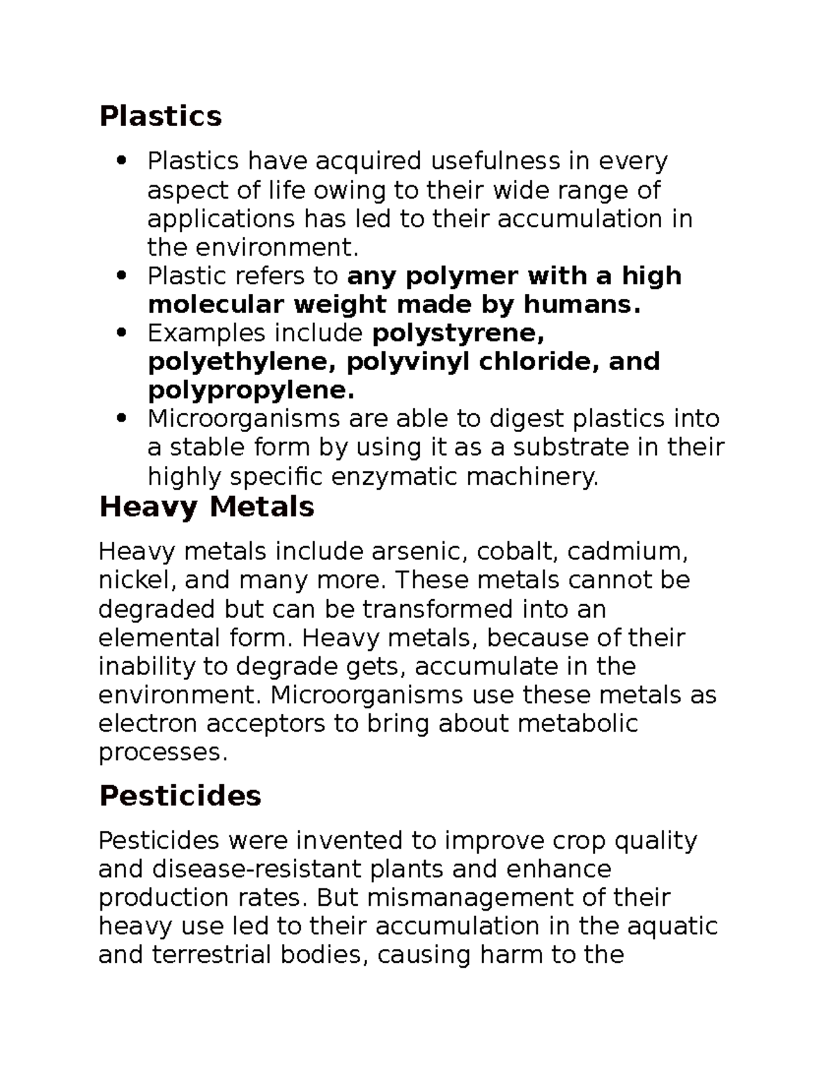 Bio 29 - Notes - Plastics Plastics have acquired usefulness in every ...
