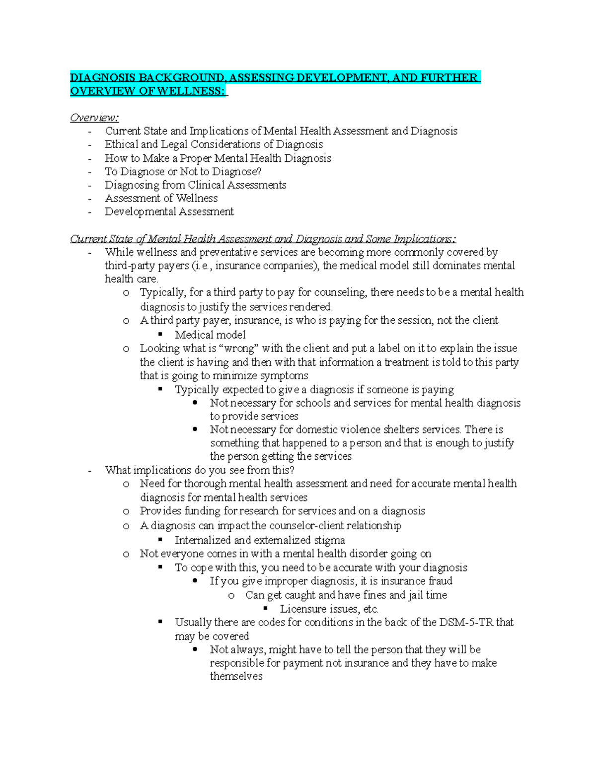 Diagnosis Background, Assessing Development, and Further Overview of ...