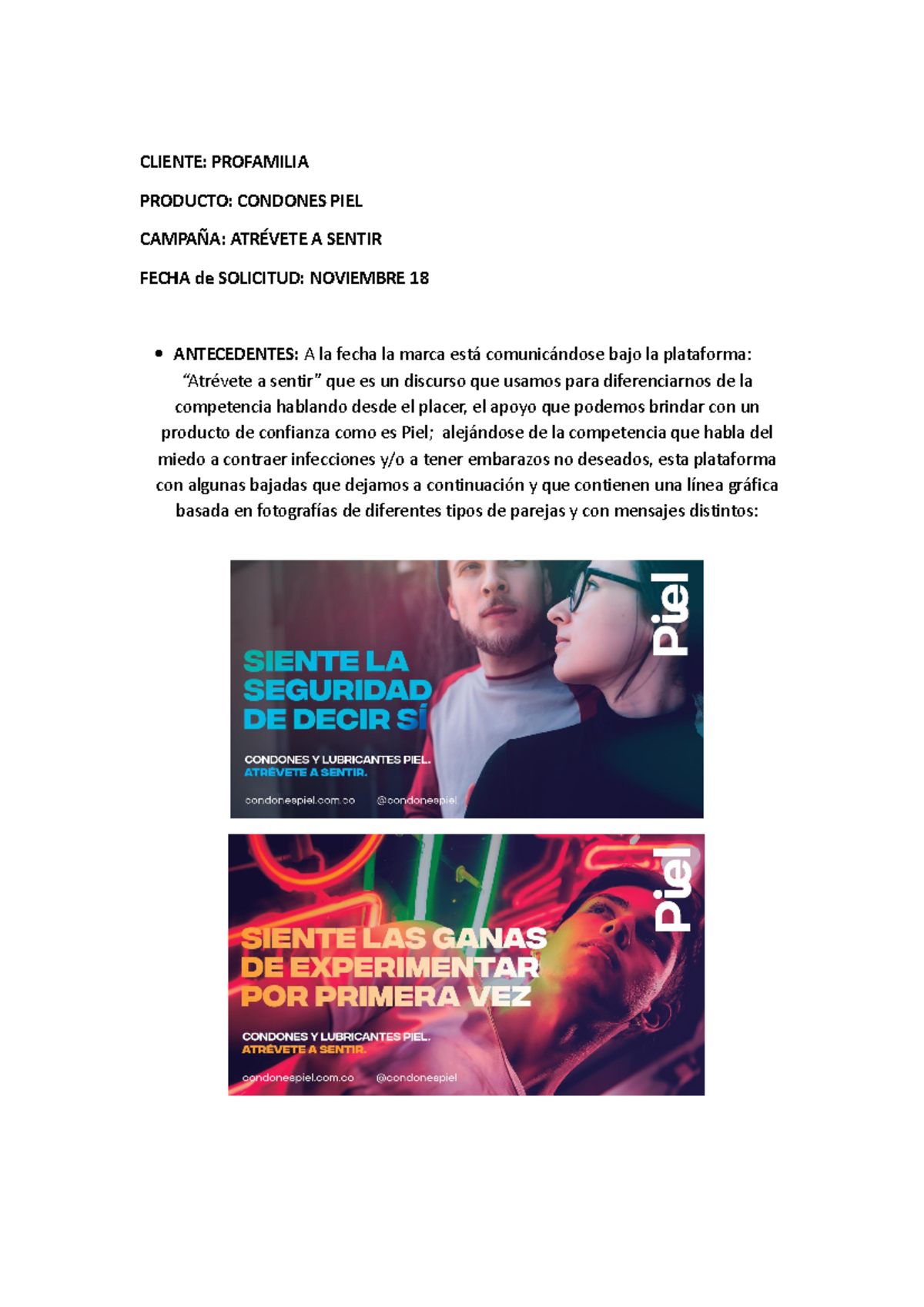 Brief Think Up Poli - Piel - CLIENTE: PROFAMILIA PRODUCTO: CONDONES ...