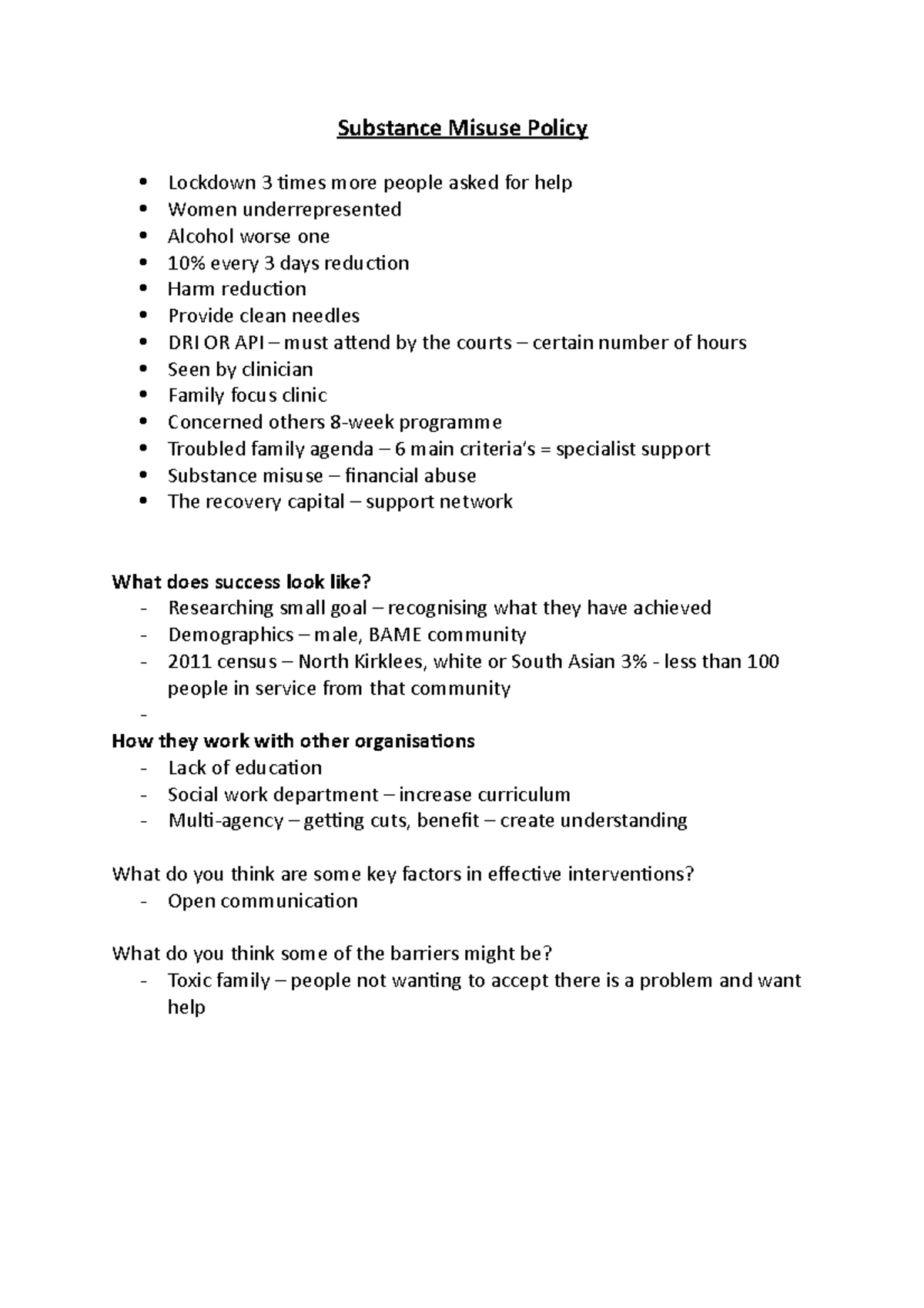 Substance Misuse Policies - Substance Misuse Policy Lockdown 3 times ...