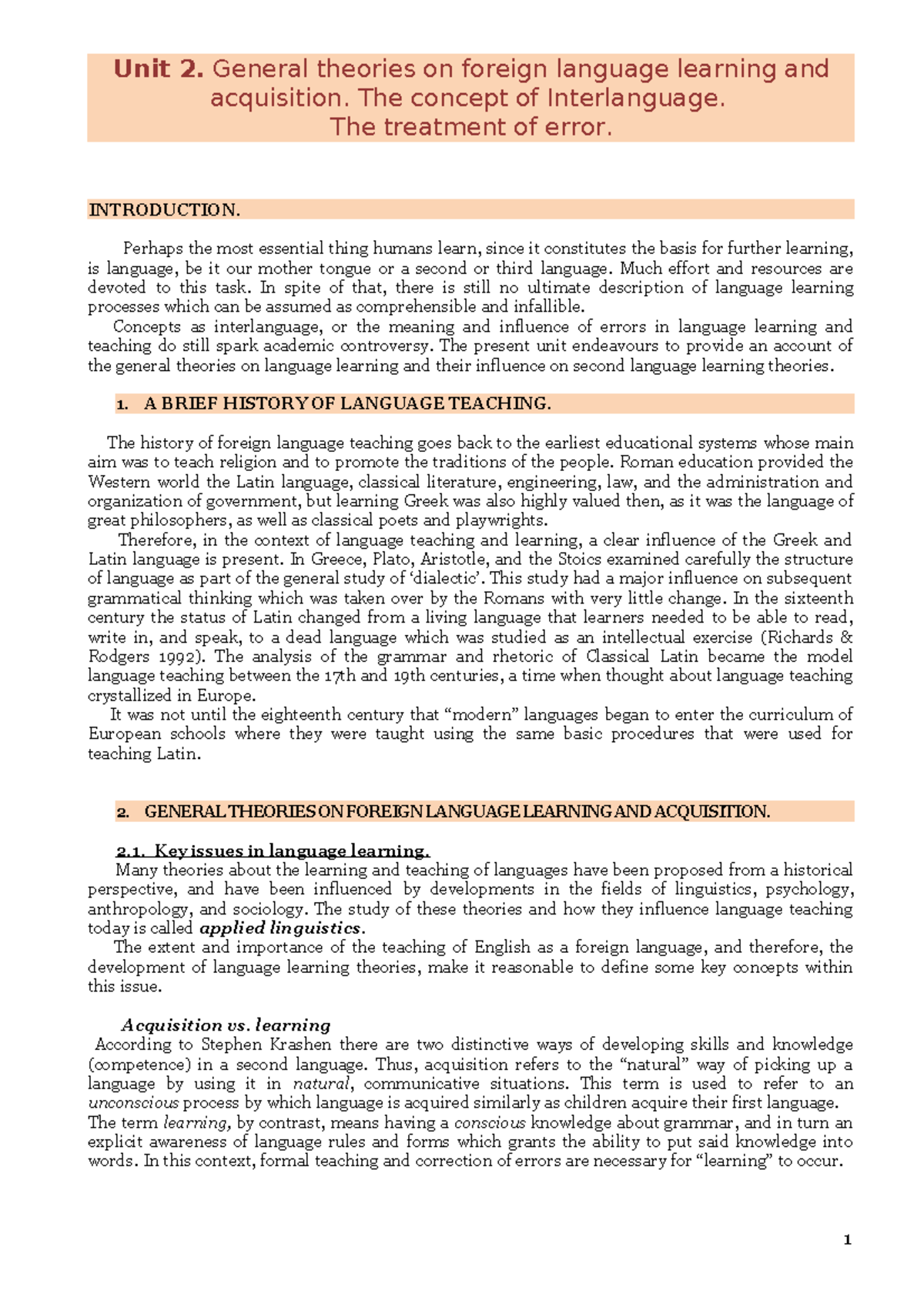 Pdfcoffee - oposiciones secundaria - Unit 2. General theories on ...