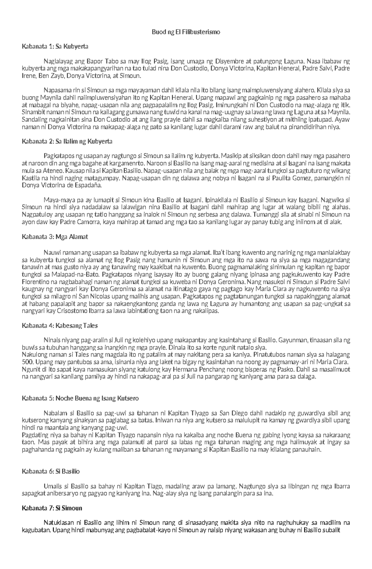 Buod ng El Filibusterismo 1 - Buod ng El Filibusterismo Kabanata 1: Sa ...