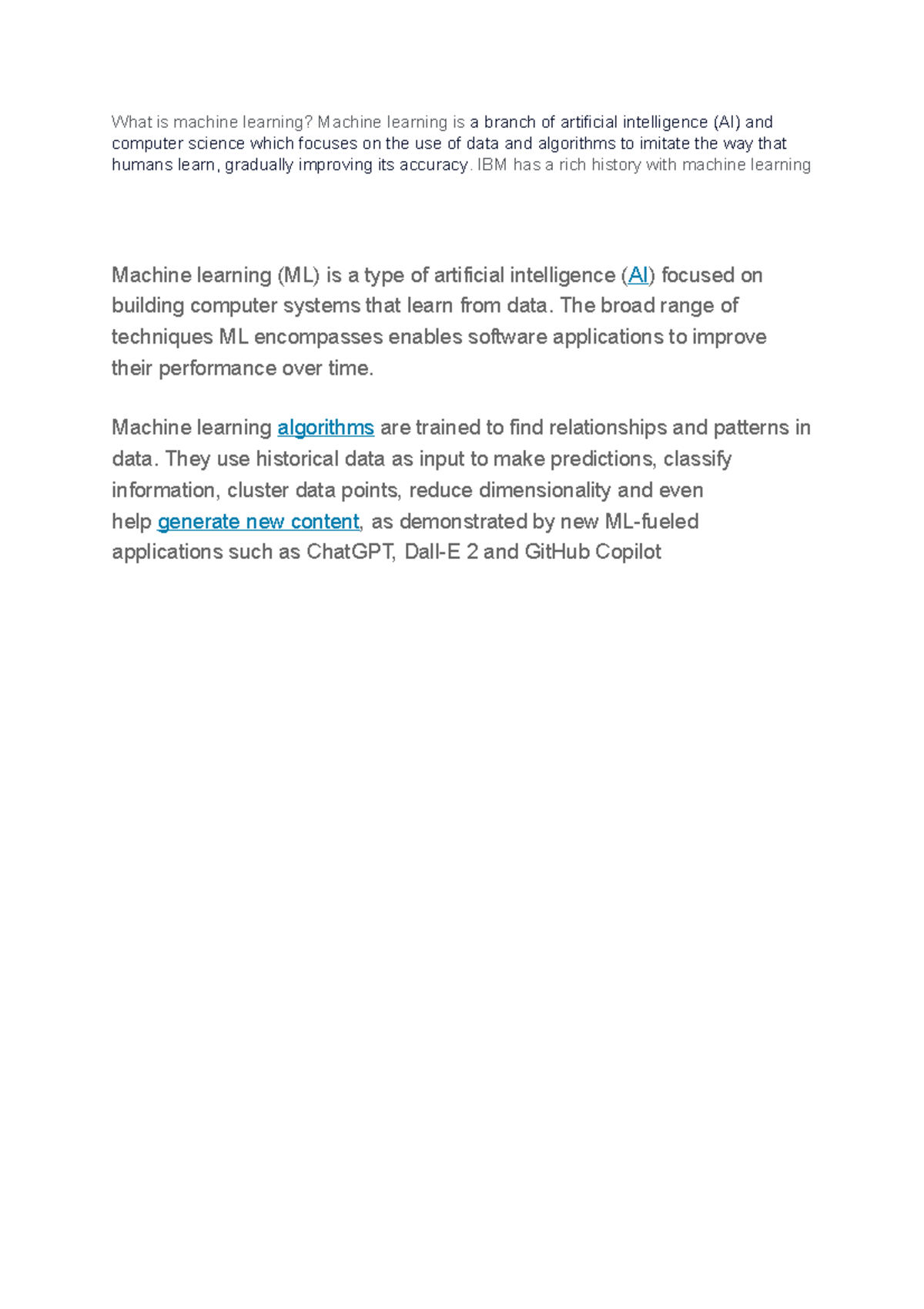 Ml Ml Notes What Is Machine Learning Machine Learning Is A Branch Of Artificial