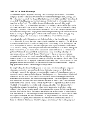 Postmodern Therapy Models - Assignment - Postmodern Therapy Models ...