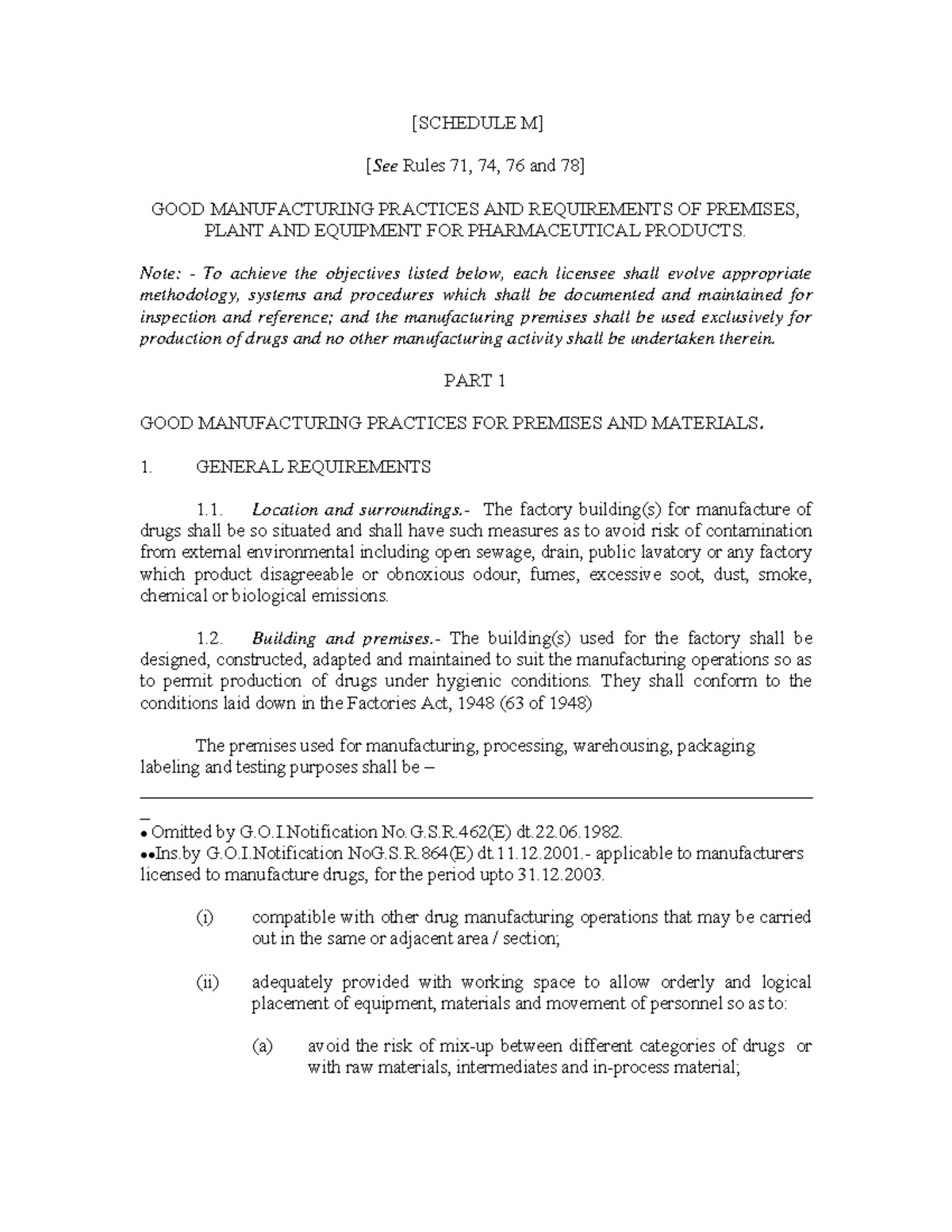 Schedule-m-1 - schedule m in pharmaceutical industry and there uses ...