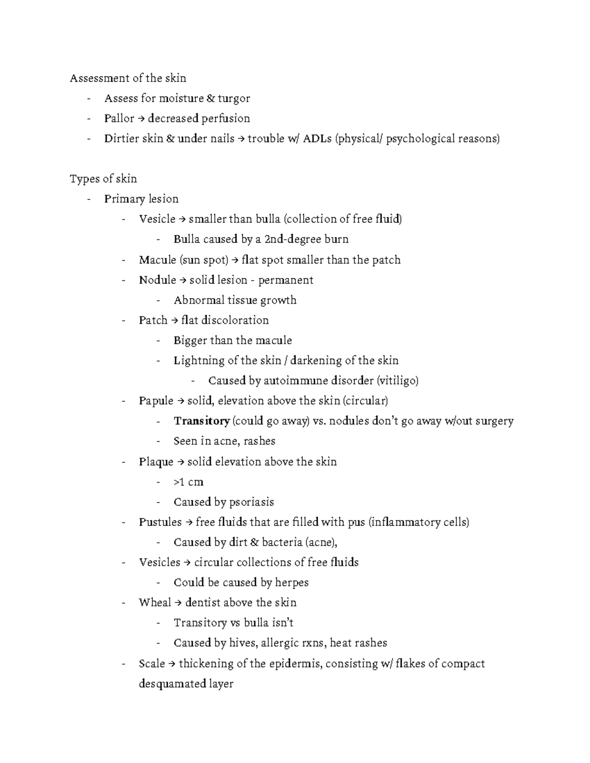 Primary Wound-care and Assessment - Assessment of the skin - Assess for ...