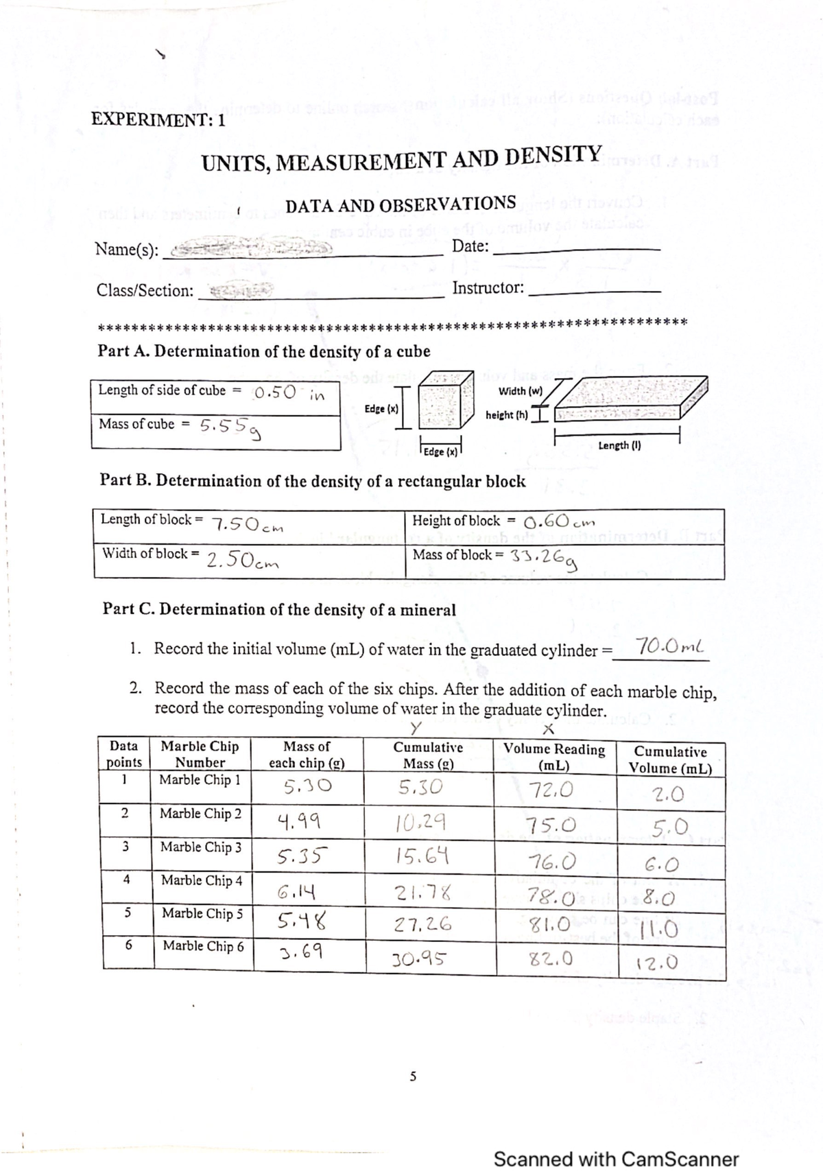 Measures and Density exp1 - EXPERIMENT: 1 UNITS, MEASUREMENT AND ...