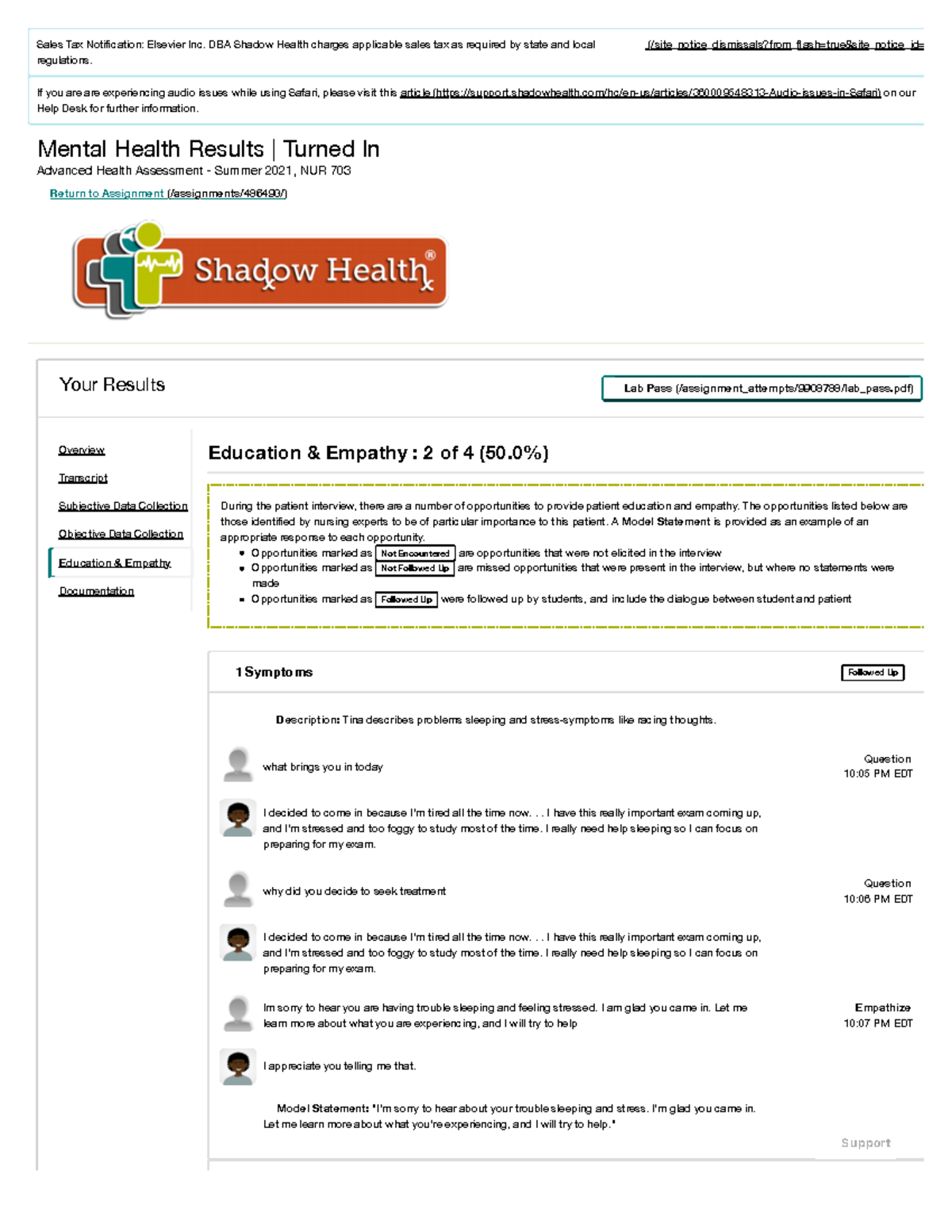 Shadow health mental health education and empathy - Mental Health ...