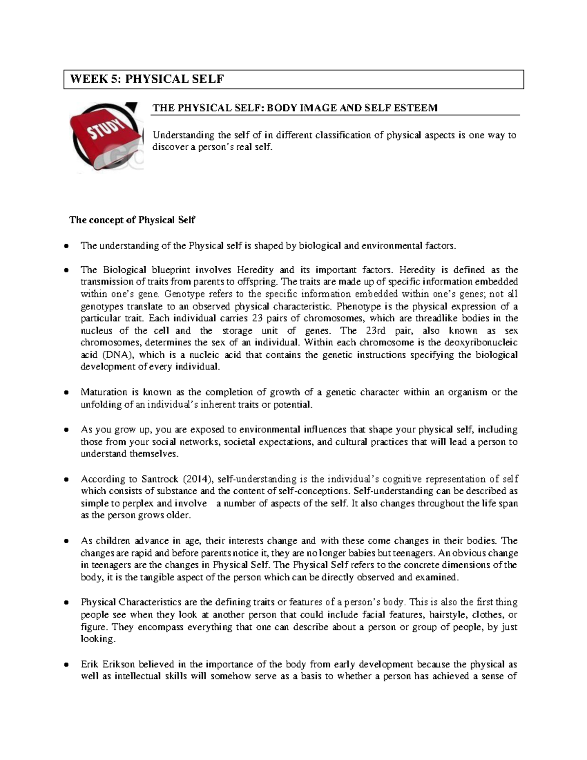 GED 101 Understanding the Self Week 5 - THE PHYSICAL SELF: BODY IMAGE ...