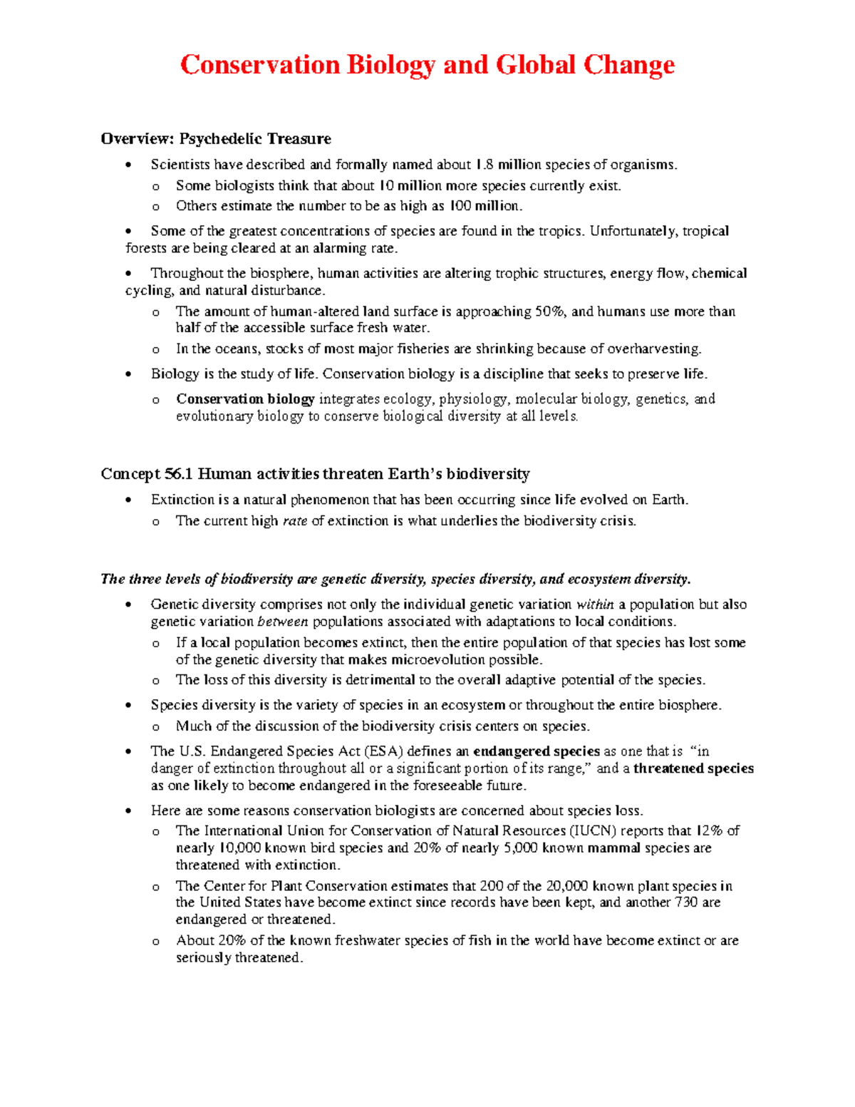 Conservation Biology and global change - Conservation Biology and ...