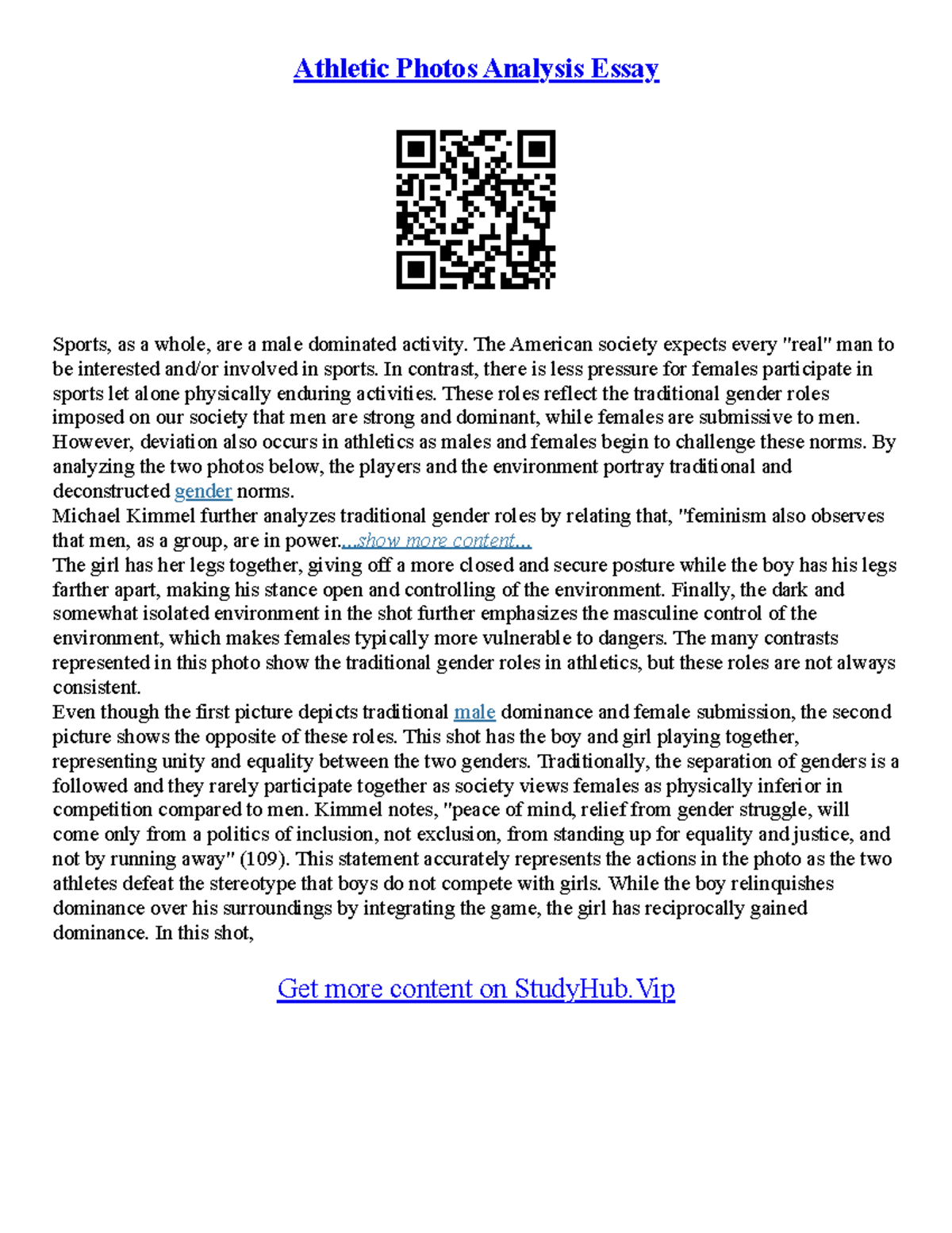 Photo Analysis Essay - Athletic Photos Analysis Essay Sports, as a ...