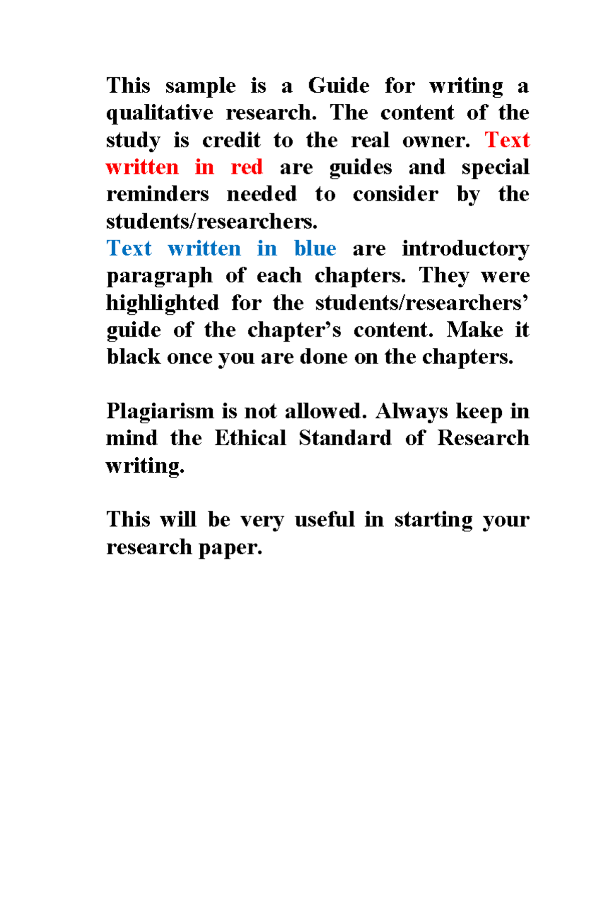 Qualitative Research Template 1 - This sample is a Guide for writing a ...