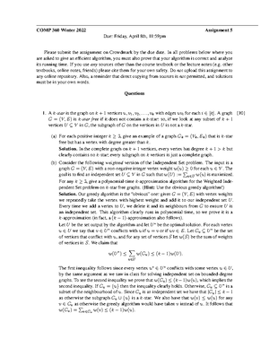 Assignment 4 - Questions - COMP 360 - Fall 2020 - Assignment 4 Due: 11:59pm December 9th ...