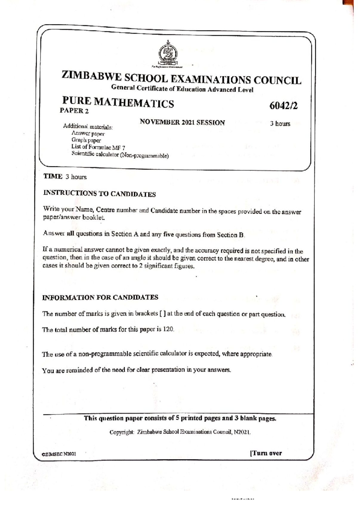 N2021A P2 Mathematics - good book - bsc mathematics - Studocu