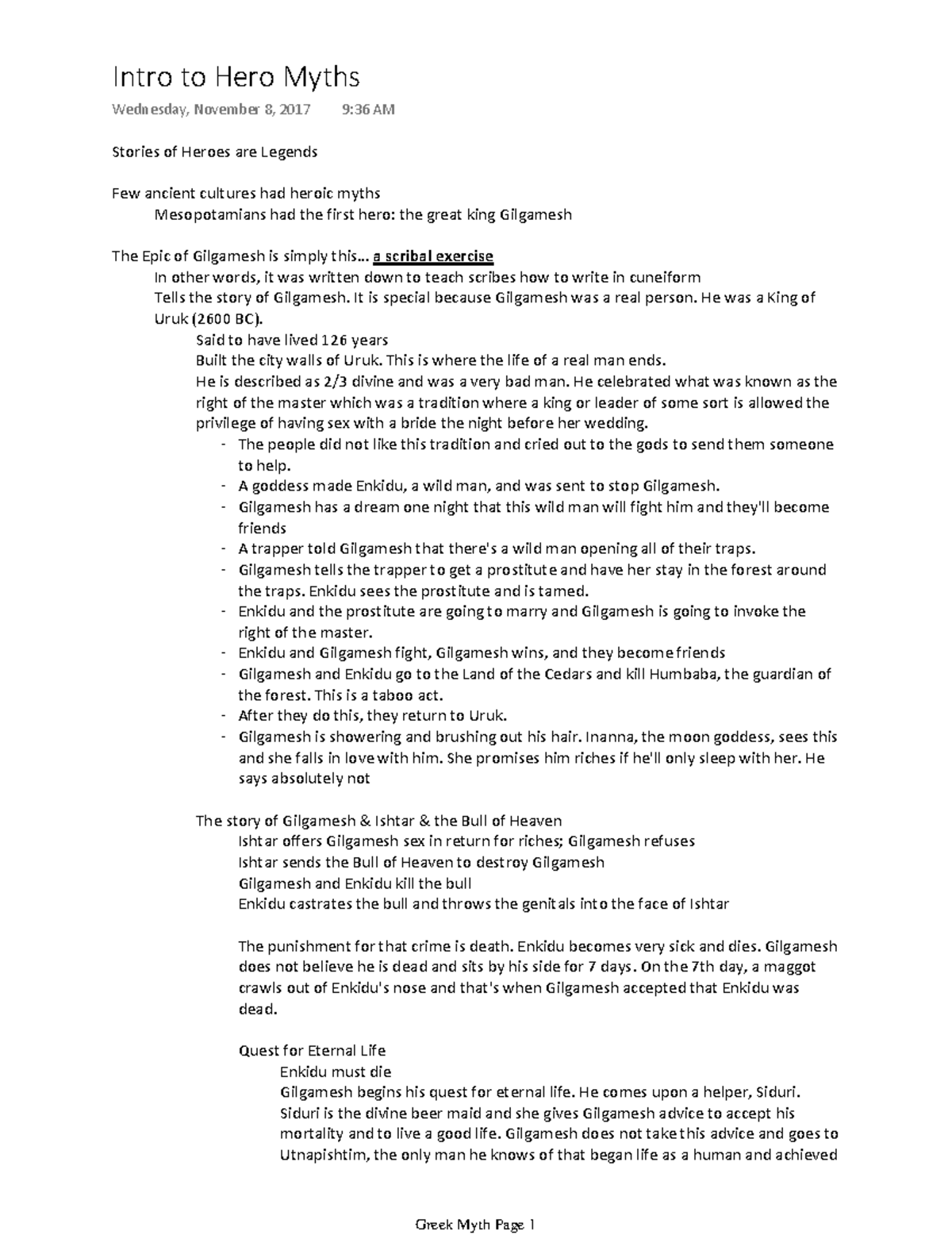 19 Intro To Hero Myths Lecture Notes 18 Warning Tt Undefined Function 32 Warning Tt