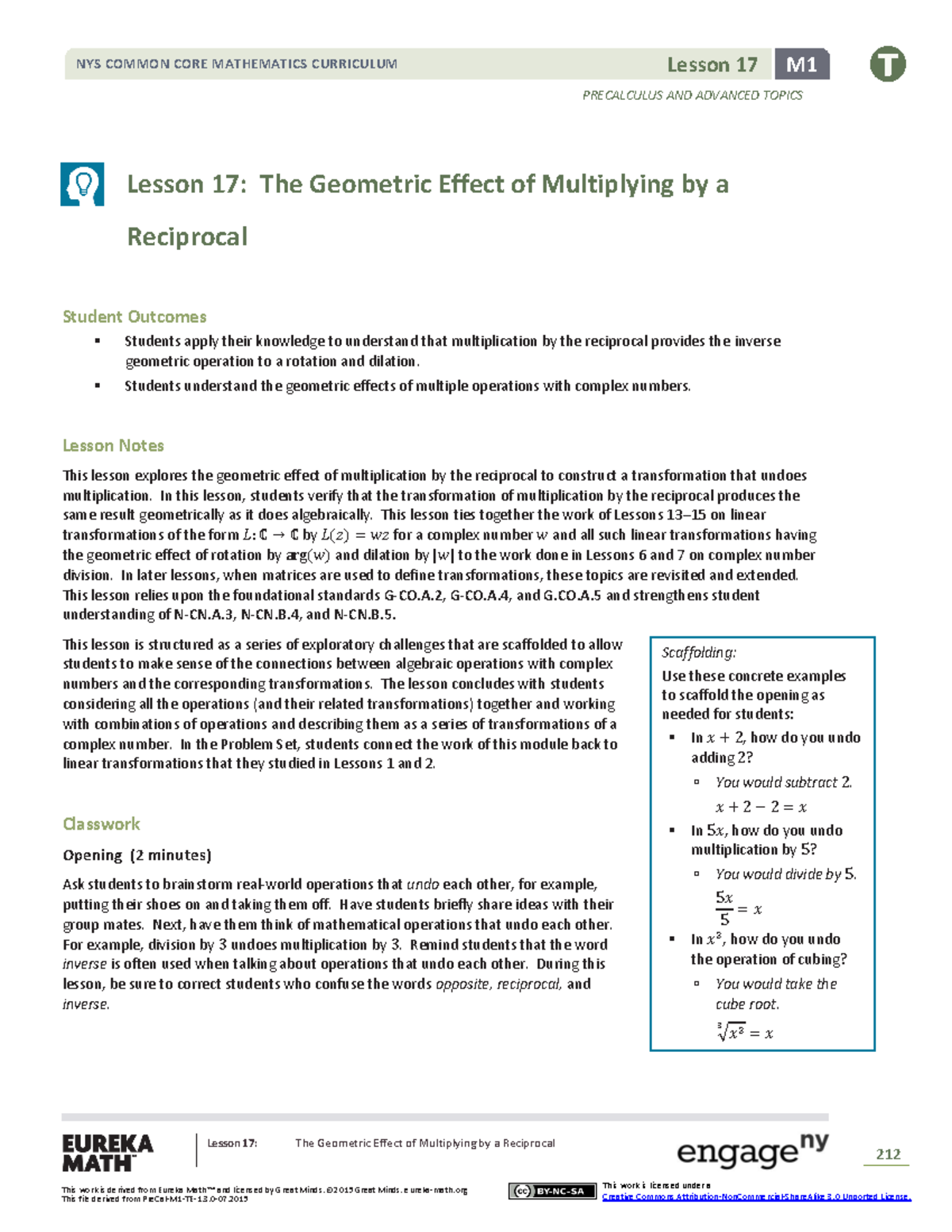 Precalculus m1 topic b lesson 17 teacher - Lesson 17 M PRECALCULUS AND ...