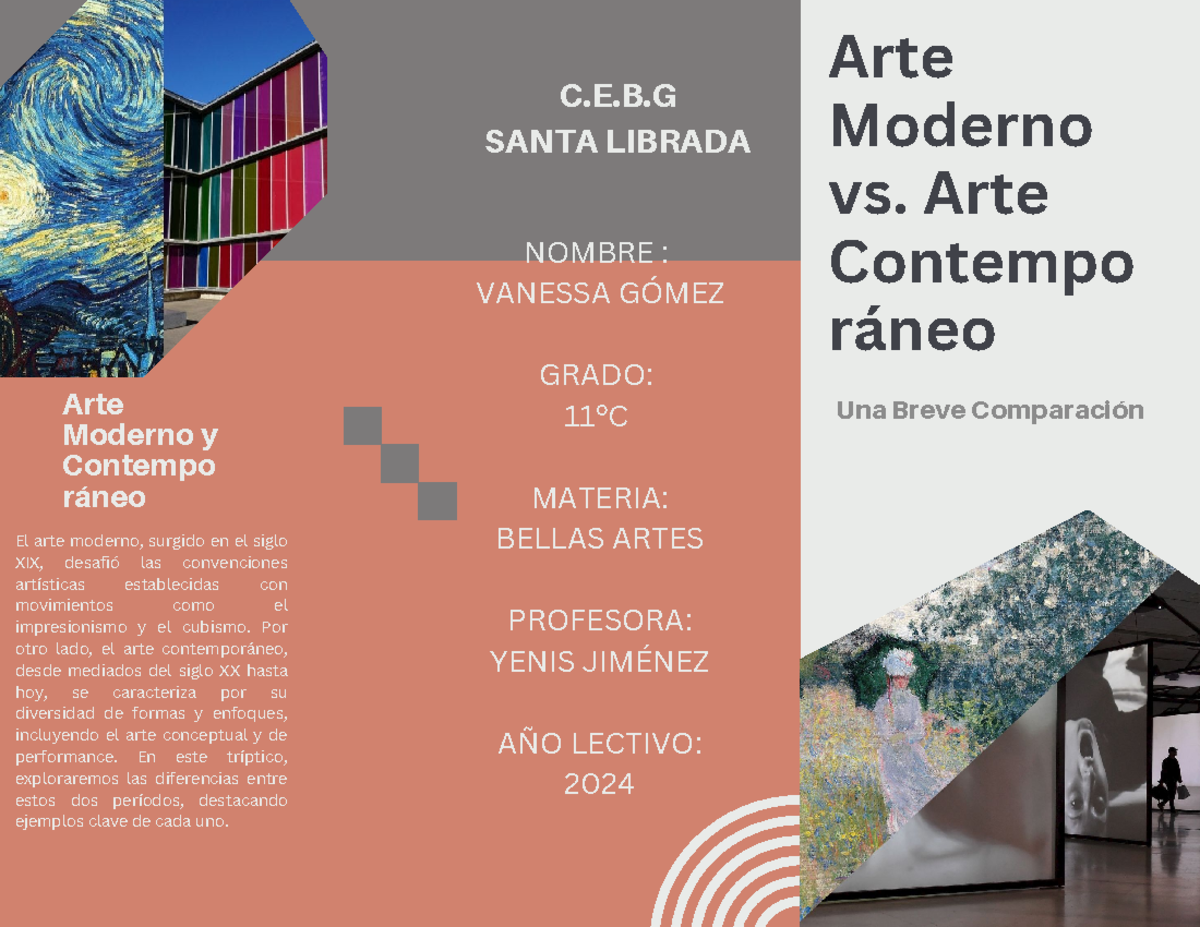 Triptico de bellas artes vj11C - Arte Moderno vs. Arte Contempo ráneo ...