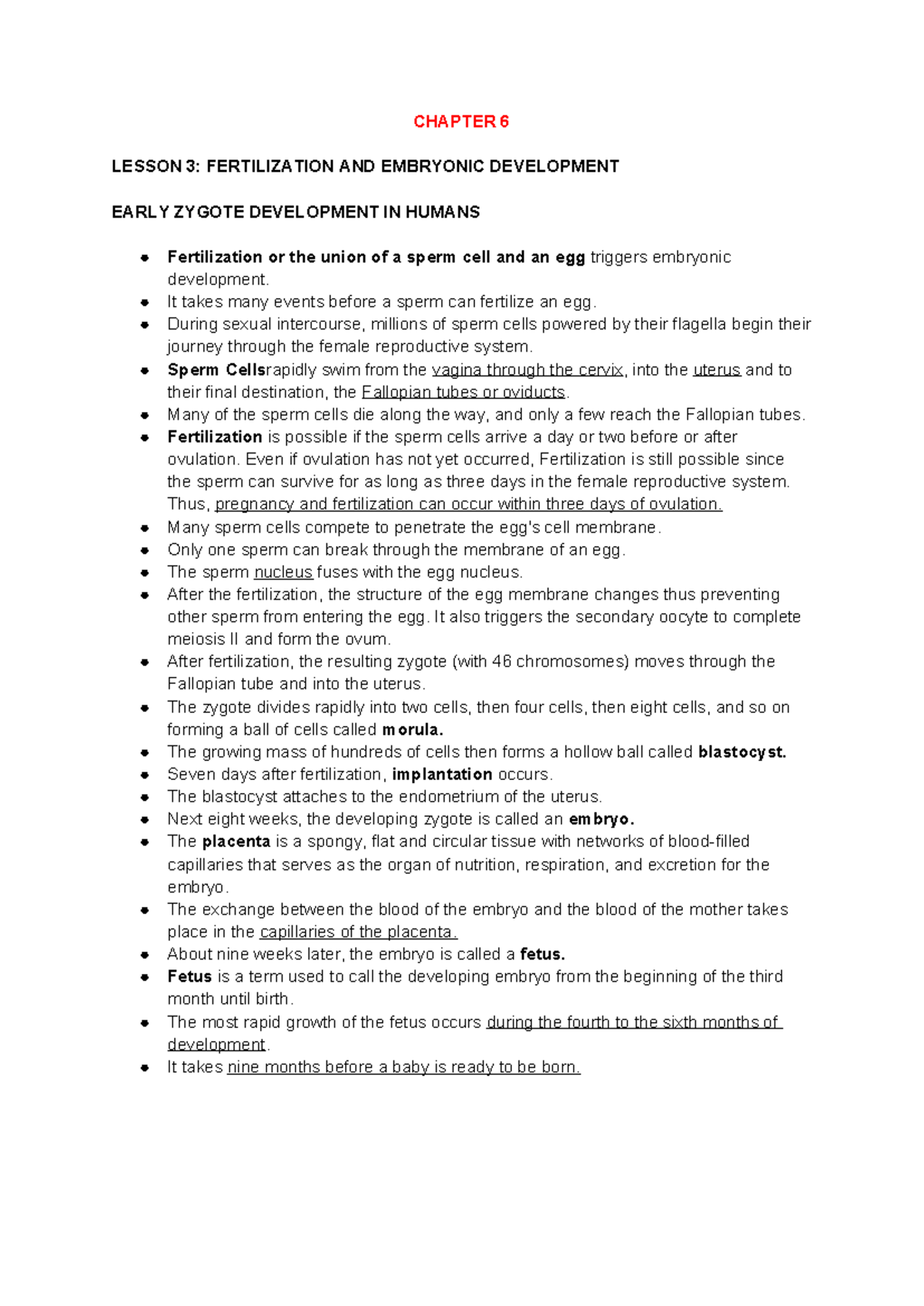 Science 10 (4TH Grading) - CHAPTER 6 LESSON 3: FERTILIZATION AND ...