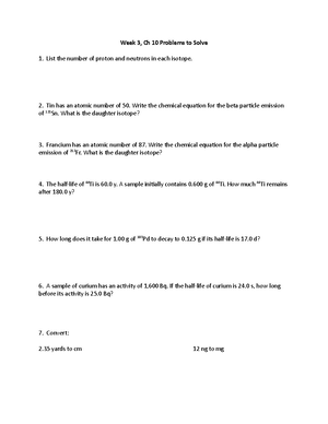 Worksheet 2, Ch 1 - Week 2, Ch 1 Problems to Solve Name element ...