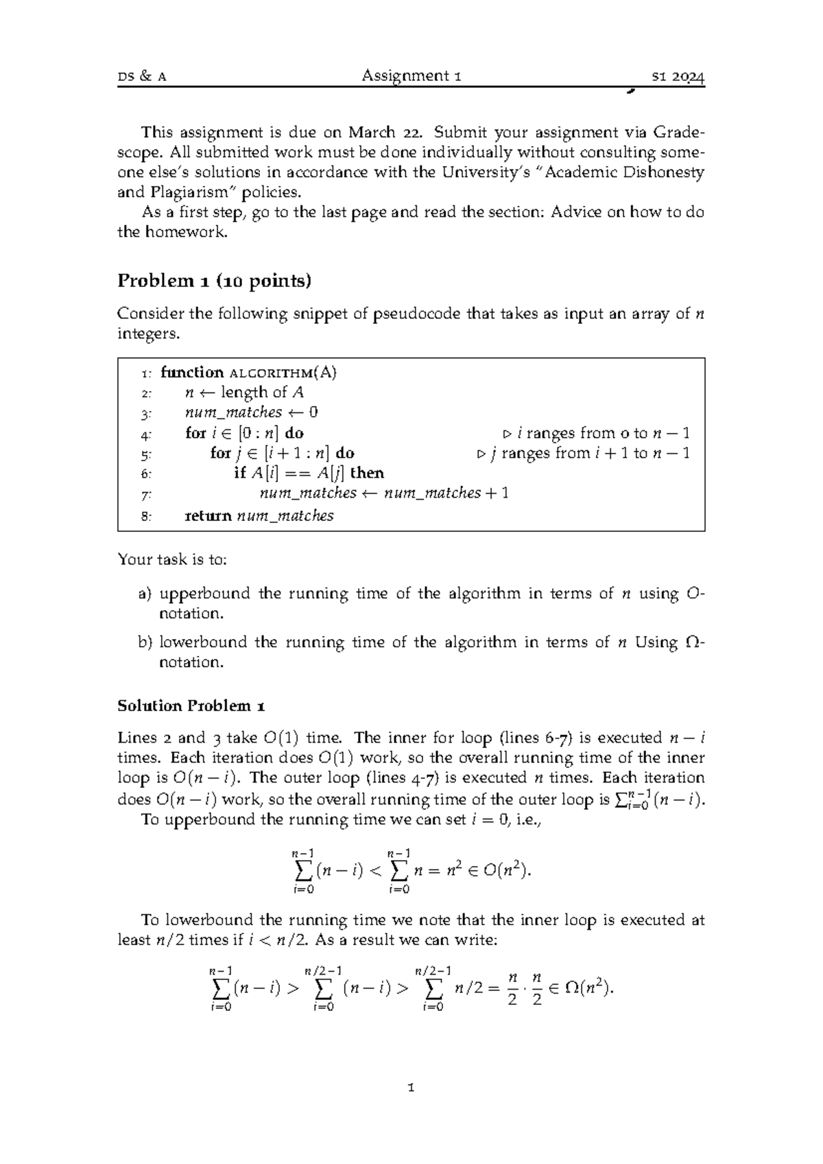 Assignment 1 - Solution - This assignment is due on March 22. Submit ...