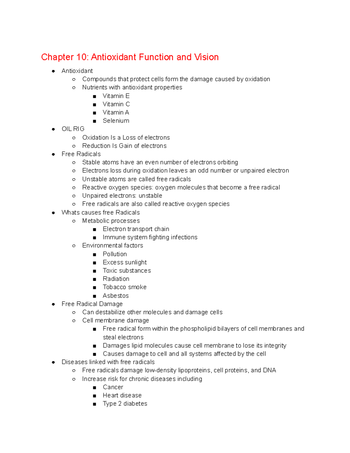 Chapter 10 Antioxidant Function and Vision - Chapter 10: Antioxidant ...