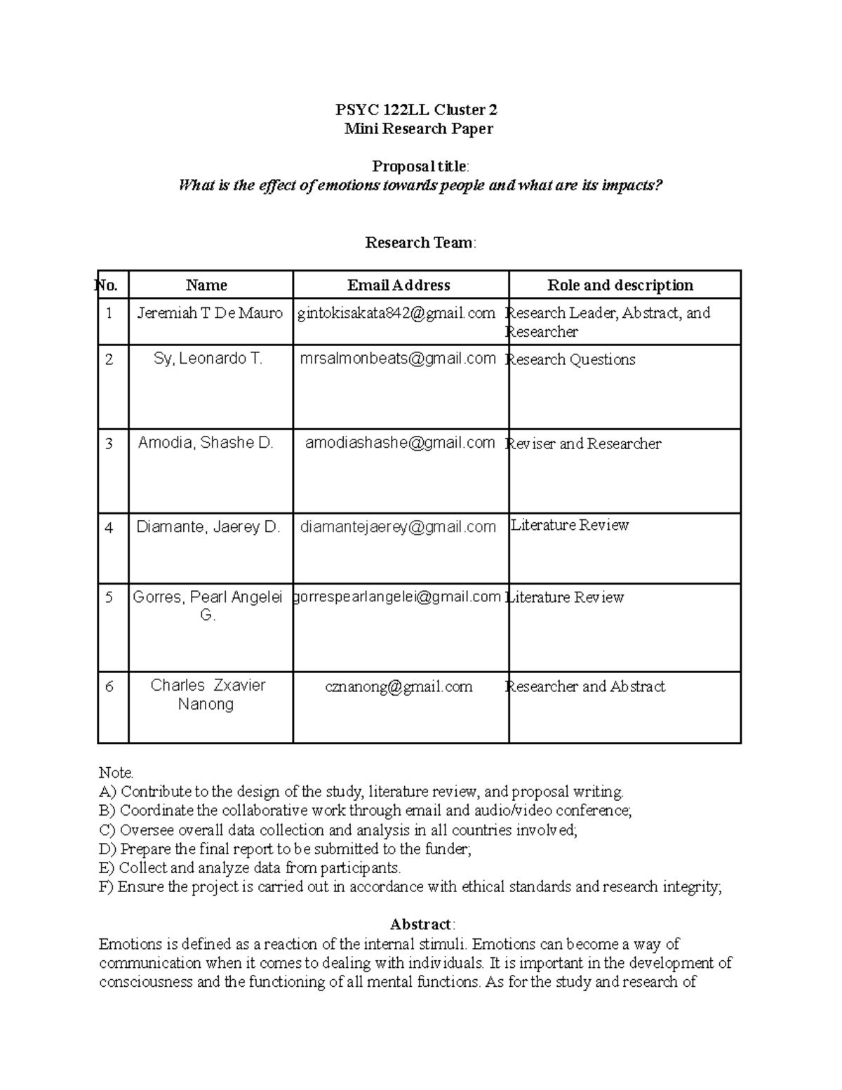 PSYC 122LL Cluster 2 Project - PSYC 122LL Cluster 2 Mini Research Paper ...