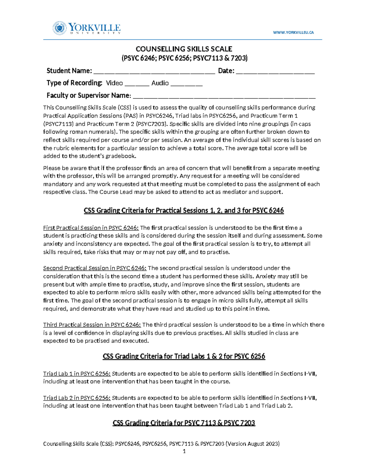 Counselling Skills Scale Revision August 2023 Final - COUNSELLING ...