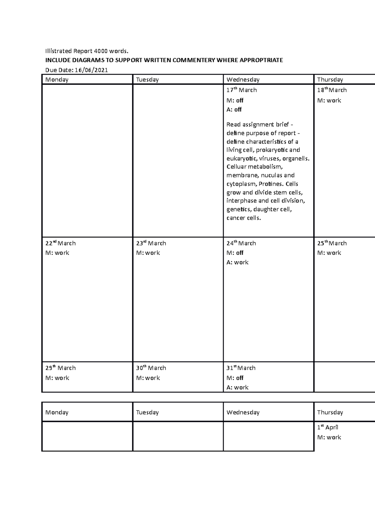 Cell report plan word doc - Illistrated Report 4000 words. INCLUDE ...