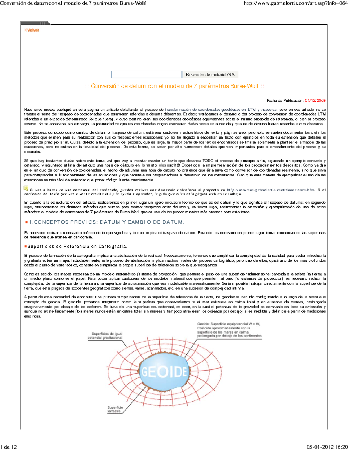 7 parámetros Bursa-Wolf - Es decir, tratábamos el desarrollo del ...