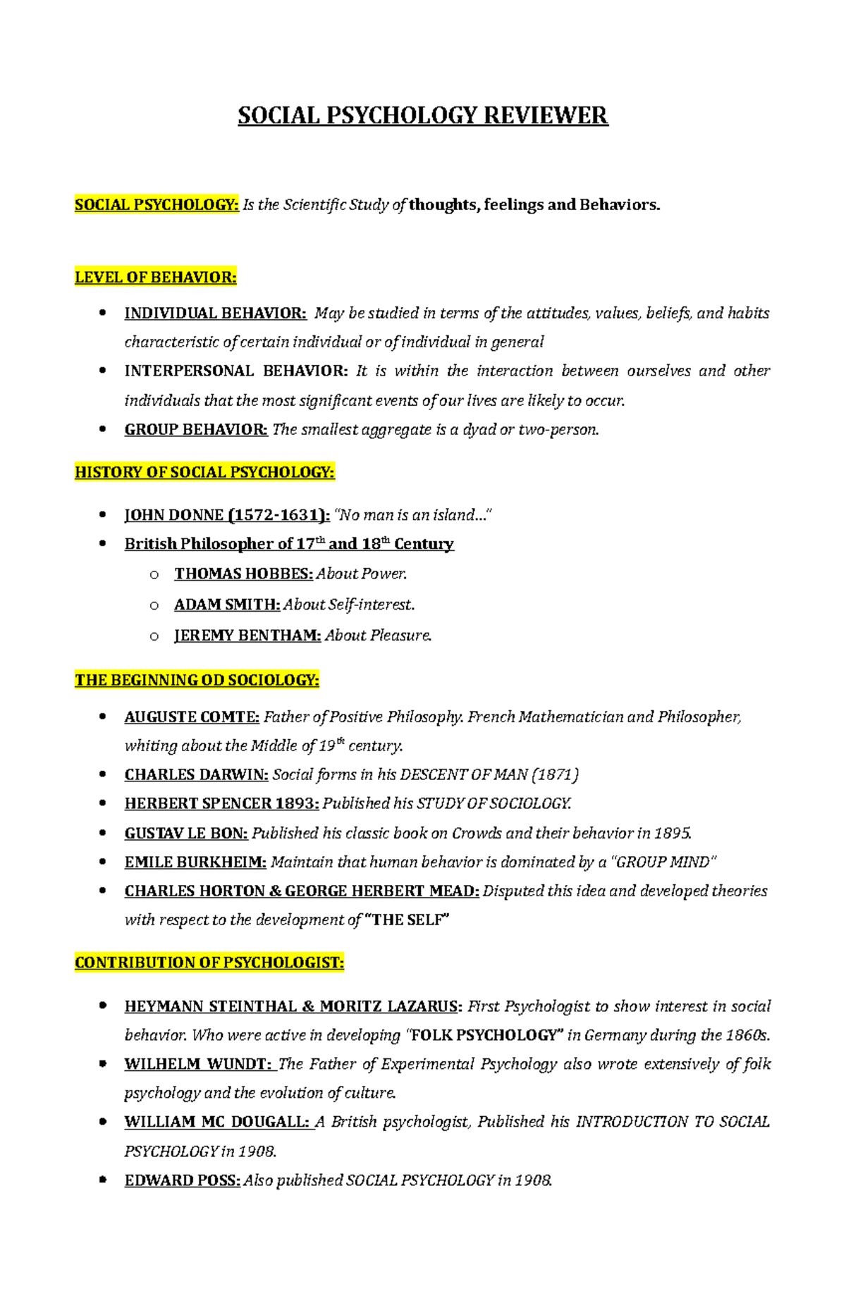 Reviewer in Social Psychology - SOCIAL PSYCHOLOGY REVIEWER SOCIAL ...