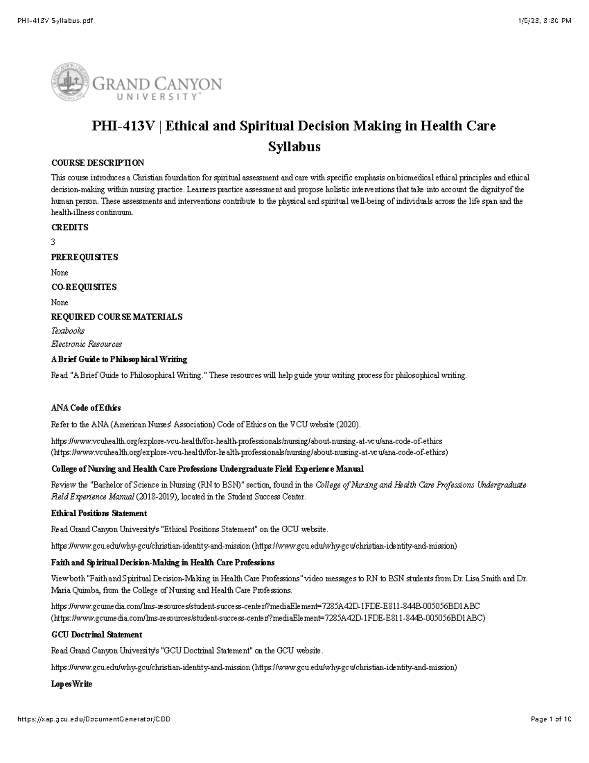 GCU-PHI 413 syllabus - PHI-413V | Ethical and Spiritual Decision Making ...