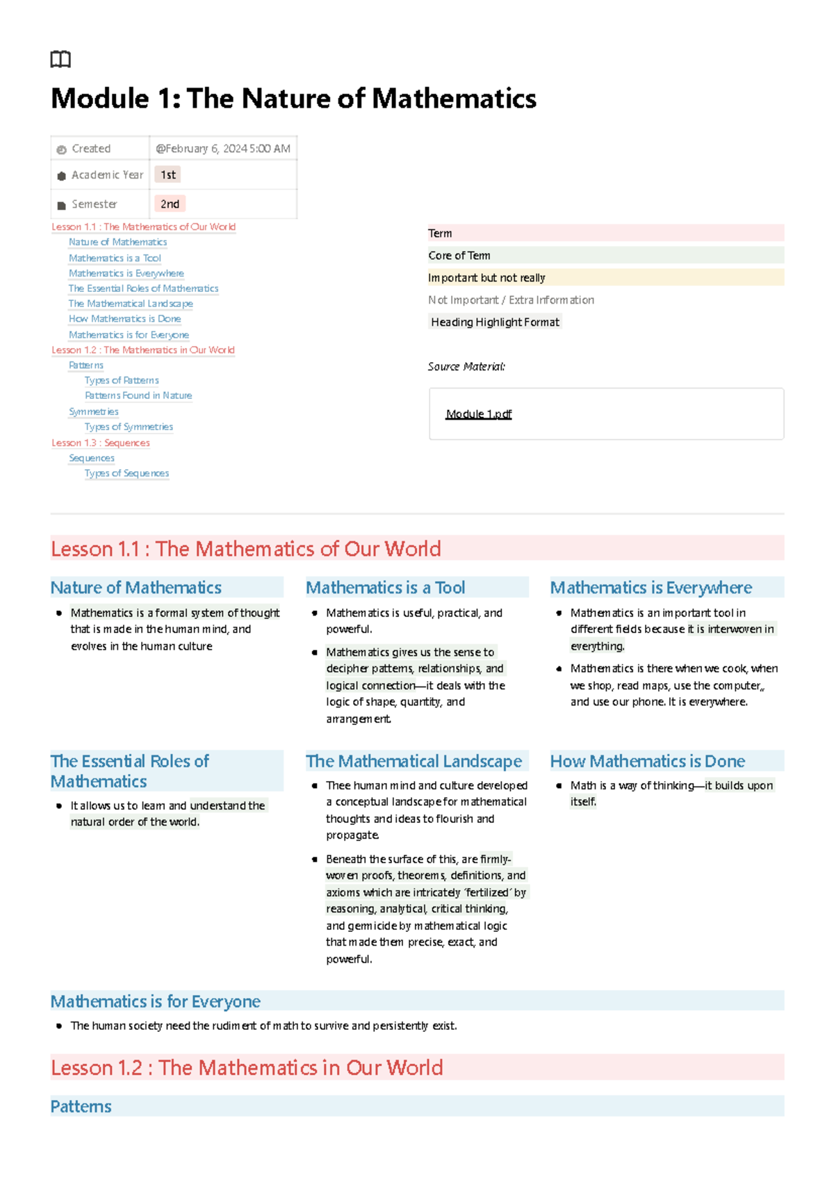 Module 1 The Nature of Mathematics - Module 1: The Nature of ...