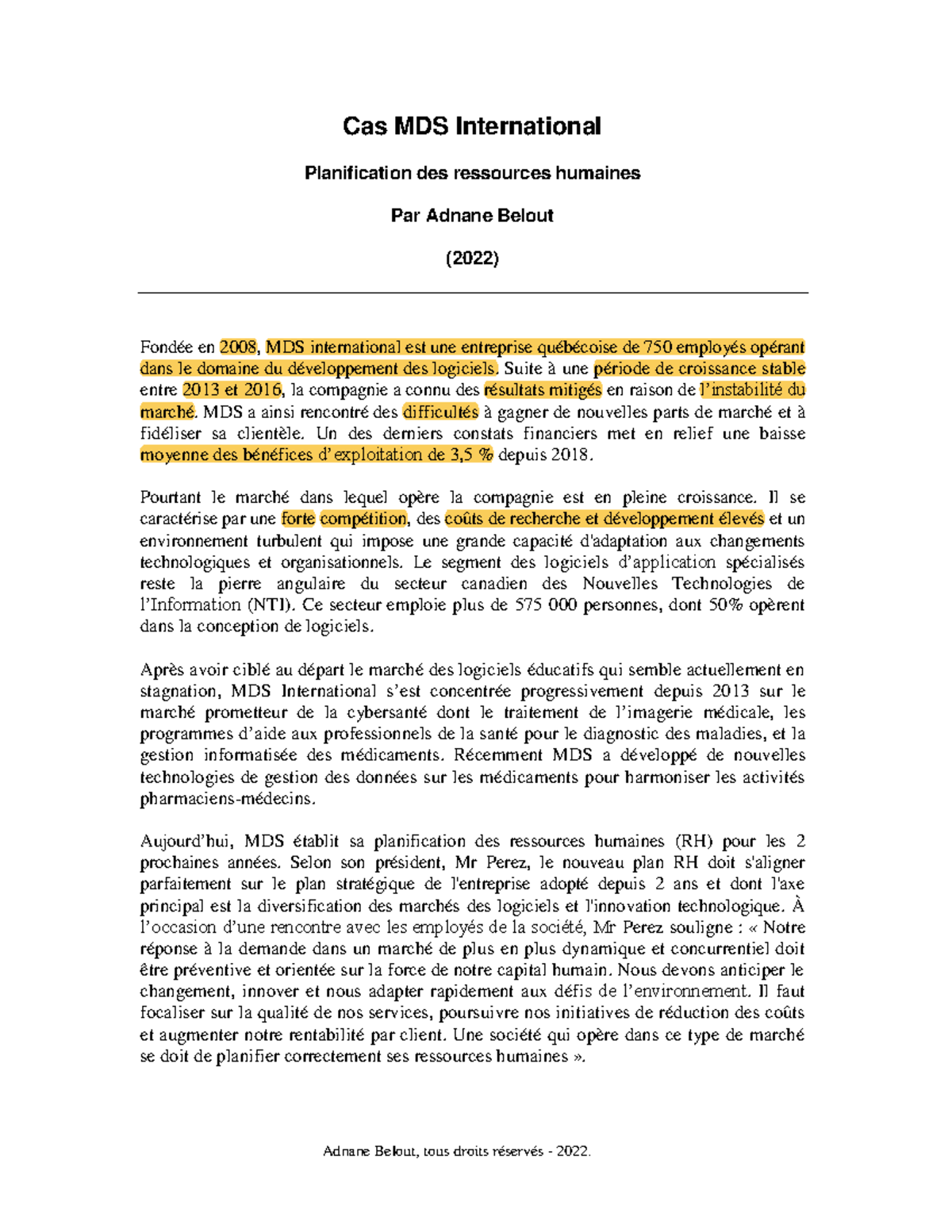 TP 1 Étude de cas 1 en groupe - Adnane Belout, tous droits réservés ...