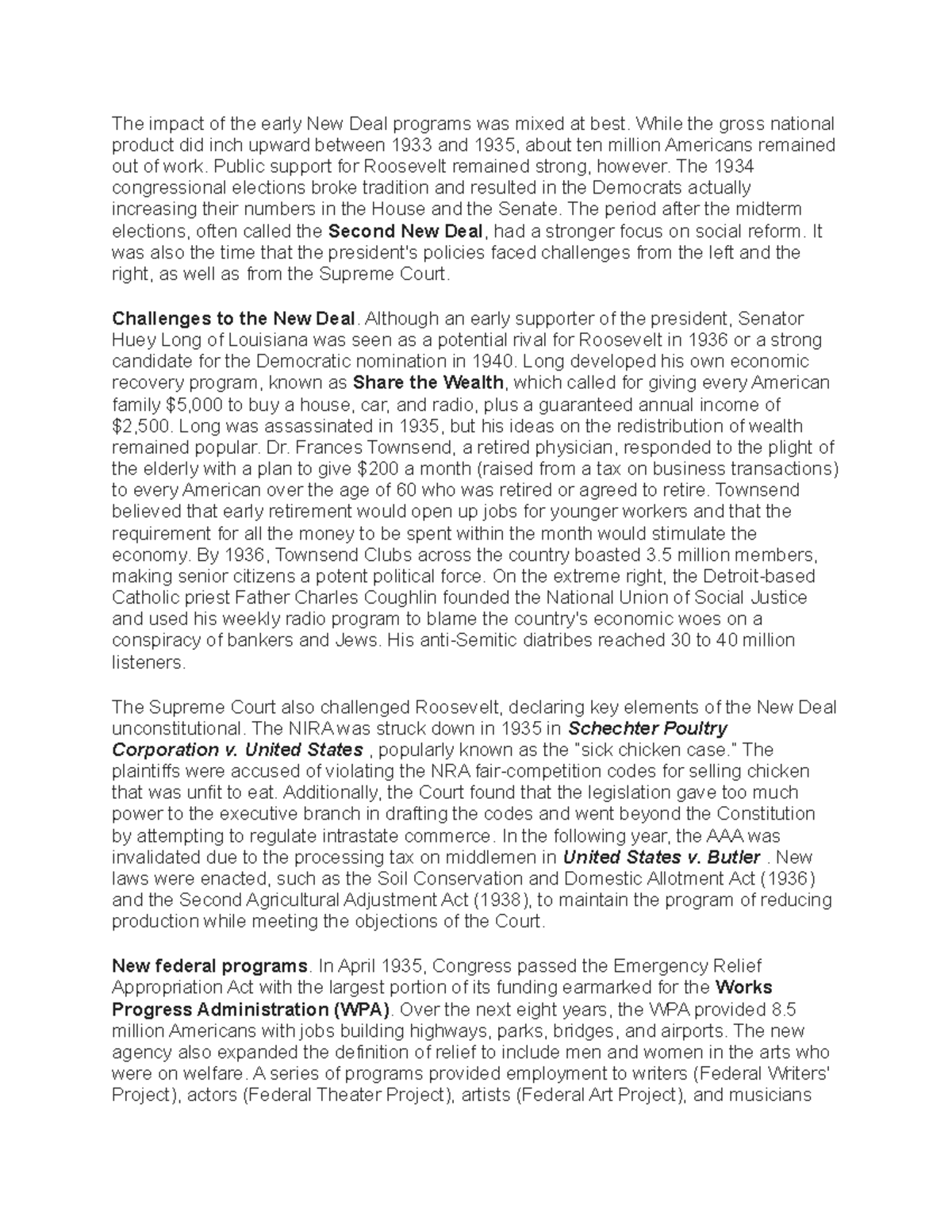 The Second New Deal - United States history II notes topic. - The ...