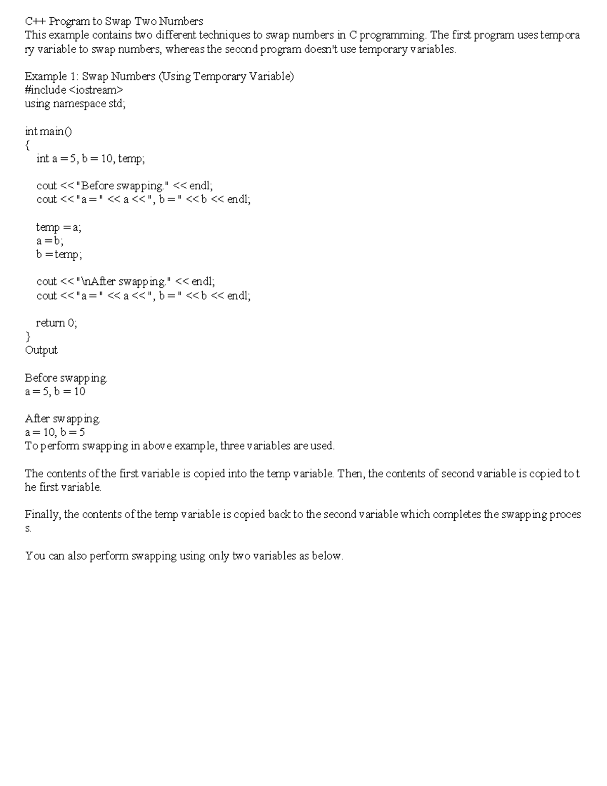 Soda PDF-converted-c4 - C++ Program to Swap Two Numbers This example ...