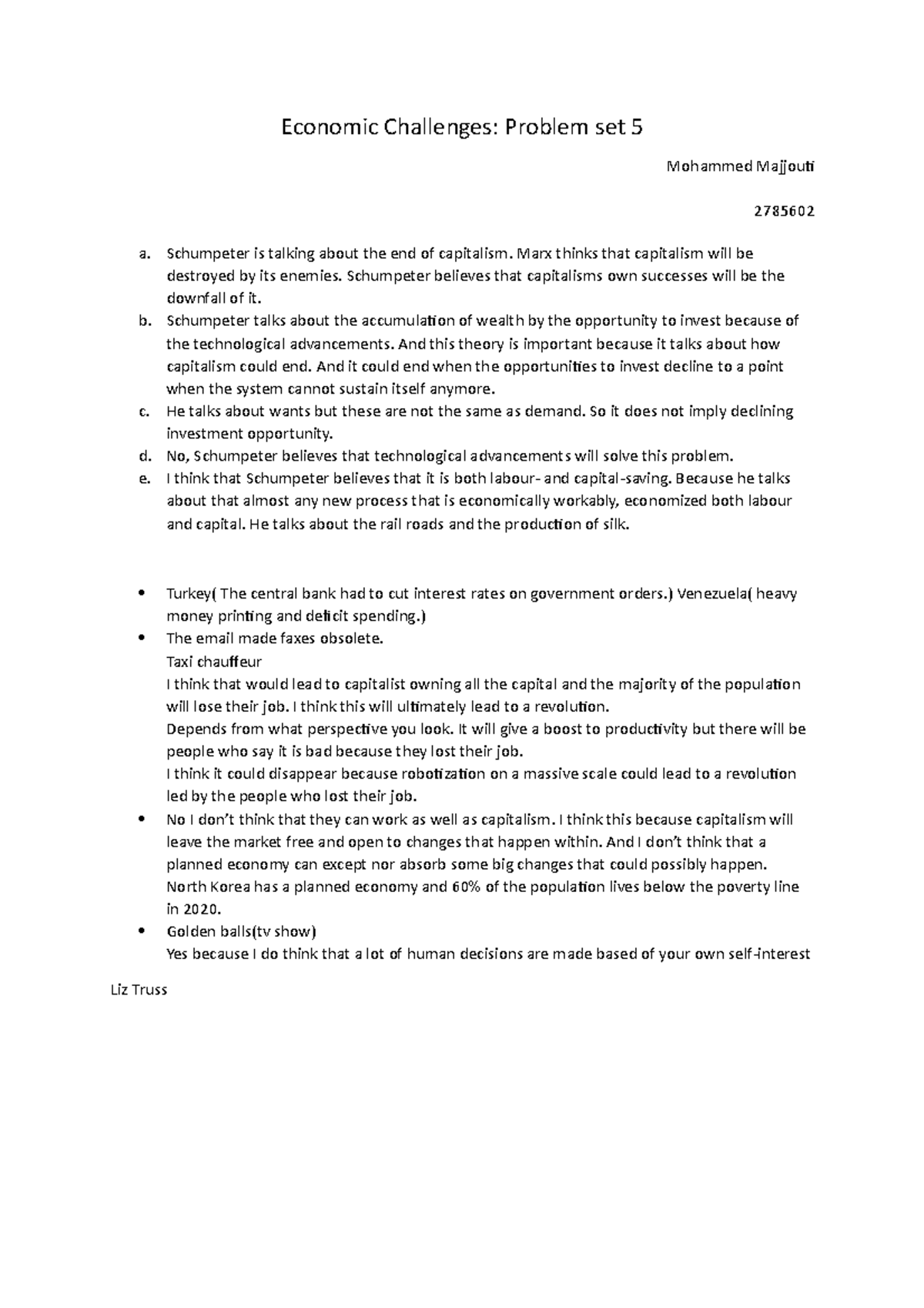 Economic Challenge 5 - Economic Challenges: Problem set 5 Mohammed ...