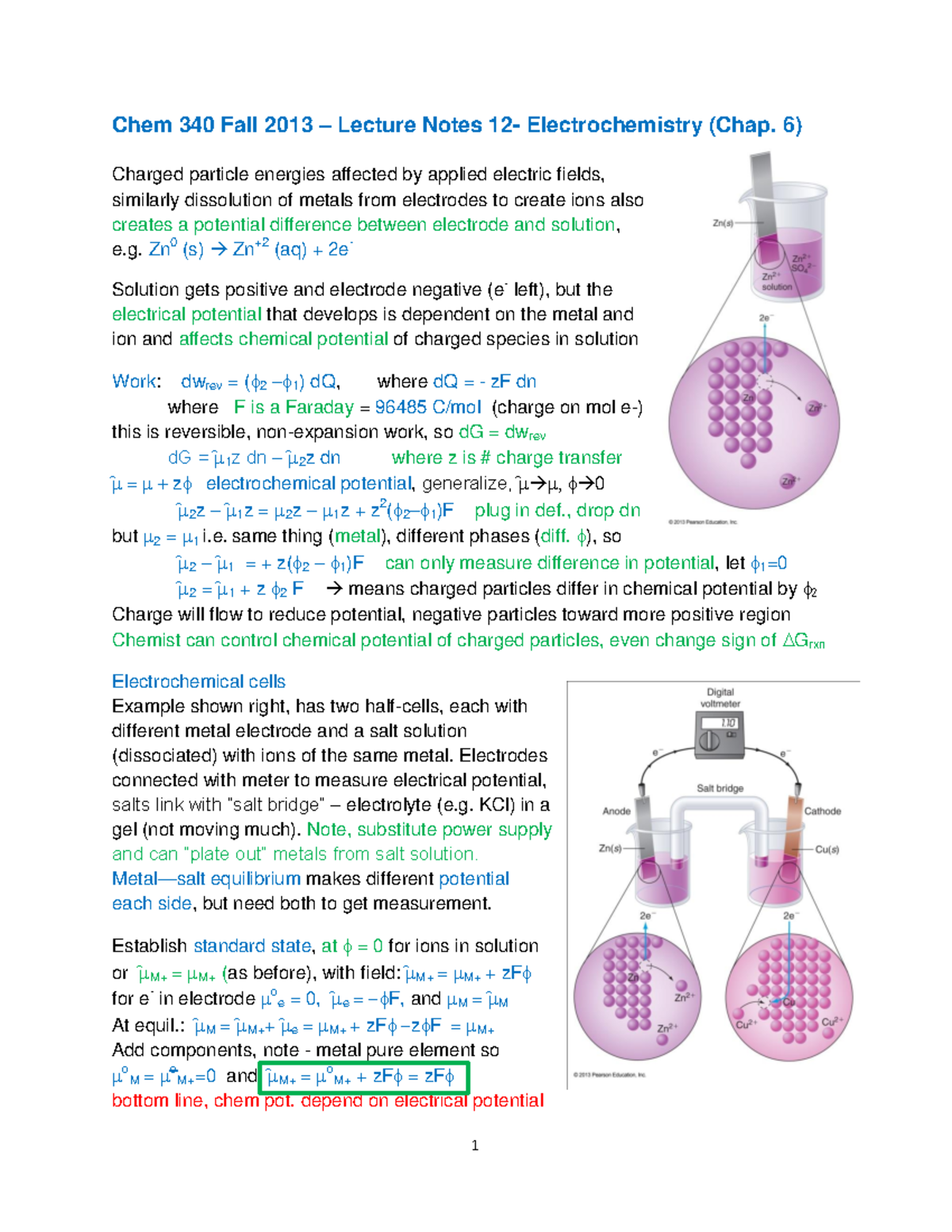 Chem 340 - Notes 12 - Chemistry - Chem 340 Fall 2013 – Lecture Notes 12 ...