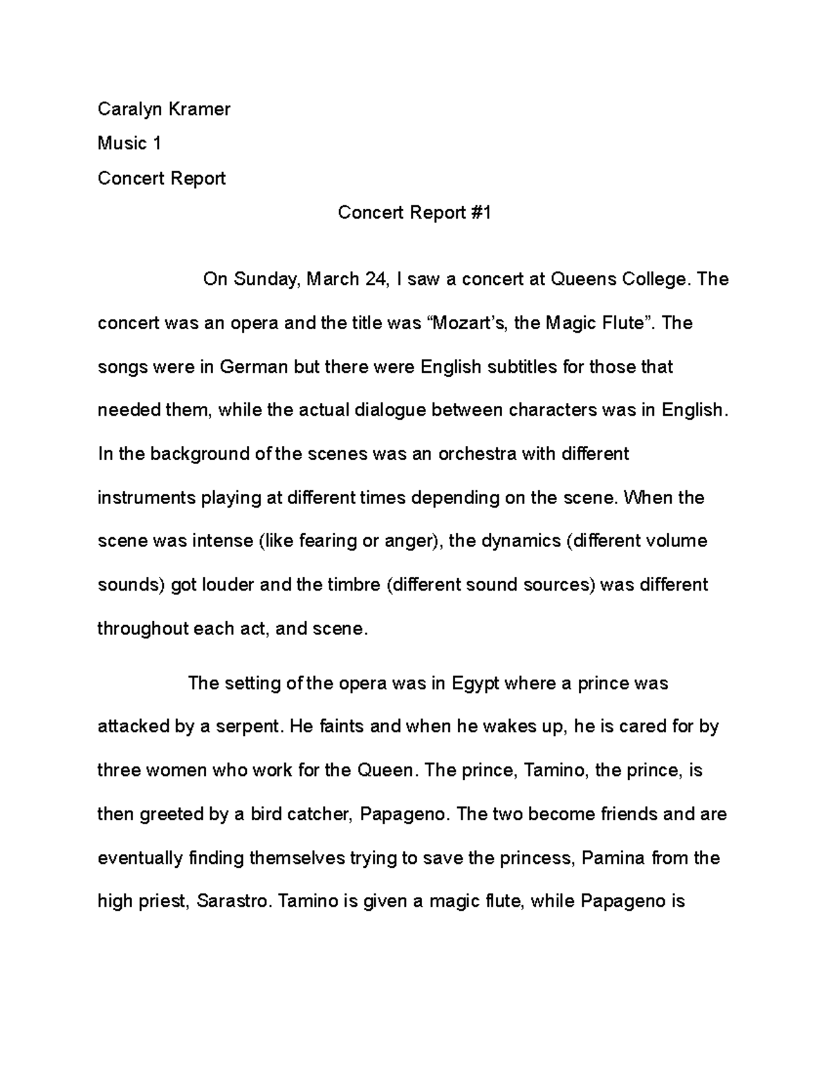 Music 1- Concert 1 Paper - Caralyn Kramer Music 1 Concert Report ...