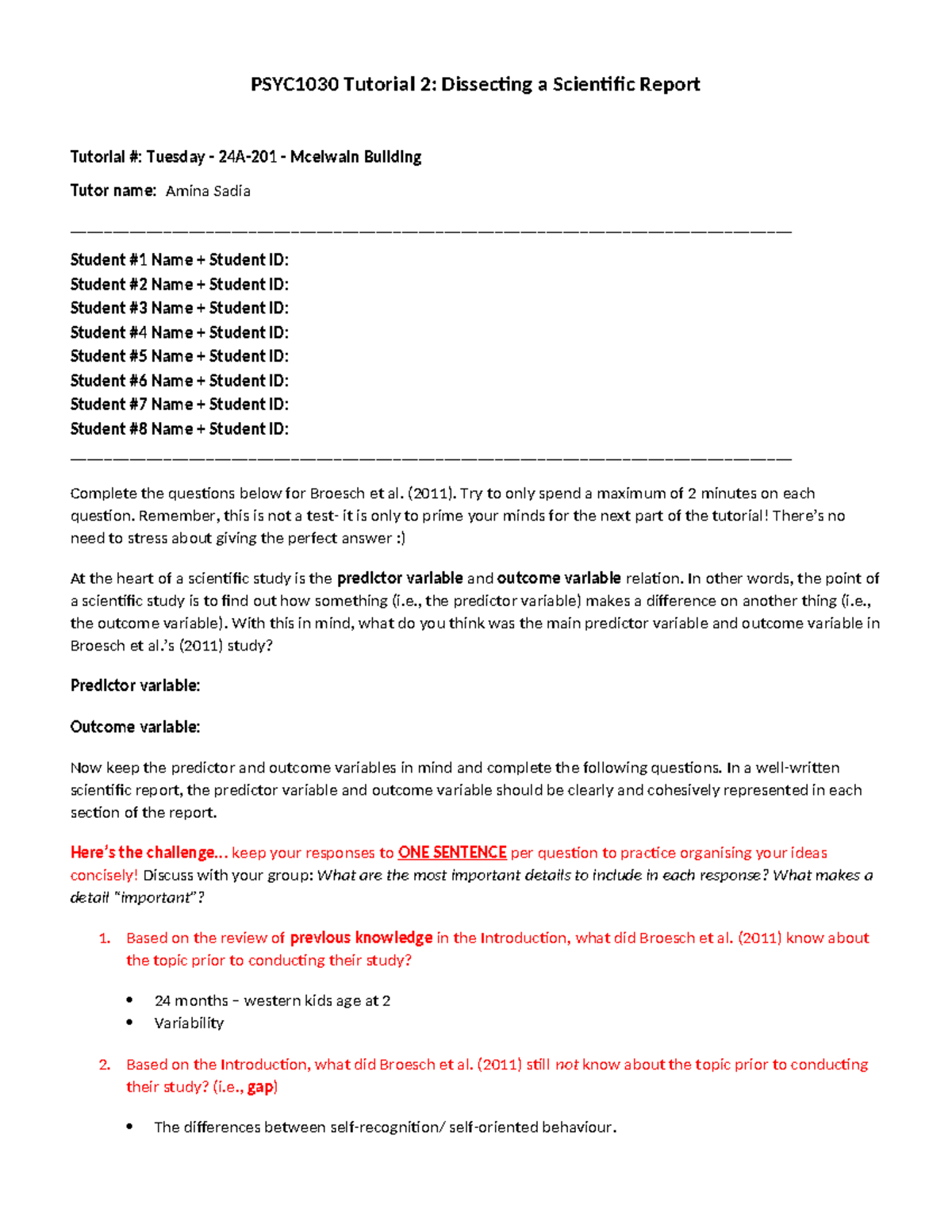 Worksheet PSYC1030 S2 2024 WK3 - PSYC1030 Tutorial 2: Dissecting a Scientific Report Tutorial ...