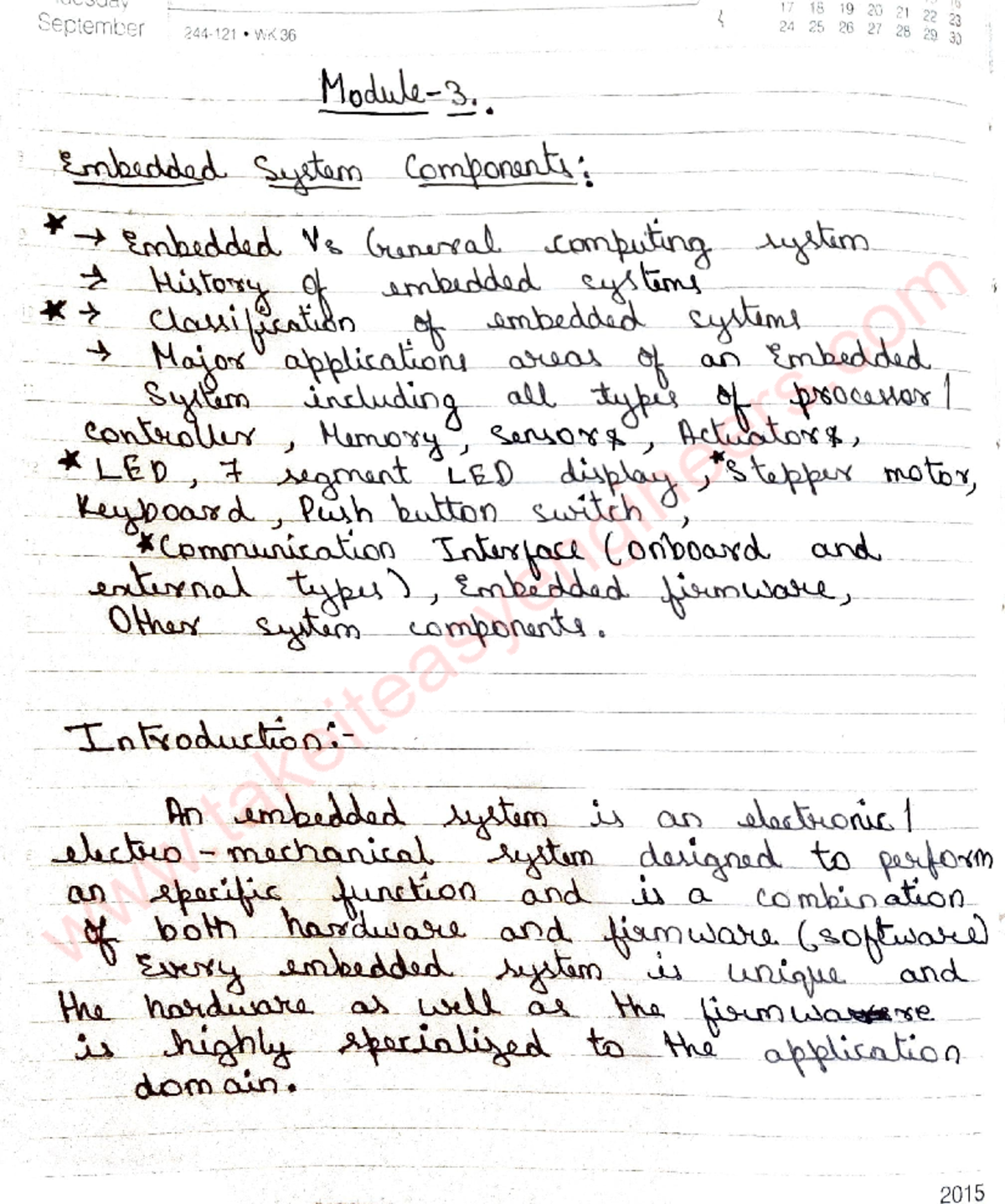 Microcontroller Module 3 - September 17 18 19 20 21 22 23 . WK 36 24 25 26 27 28 29 30 ...