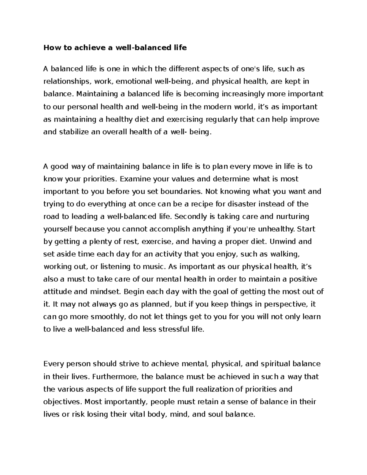 How to achieve a well-balanced life - Maintaining a balanced life is ...