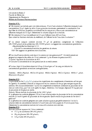 Td2 pro colligatives 2022 - Pr. R. AYACHE T N° 2 : Propriétés ...
