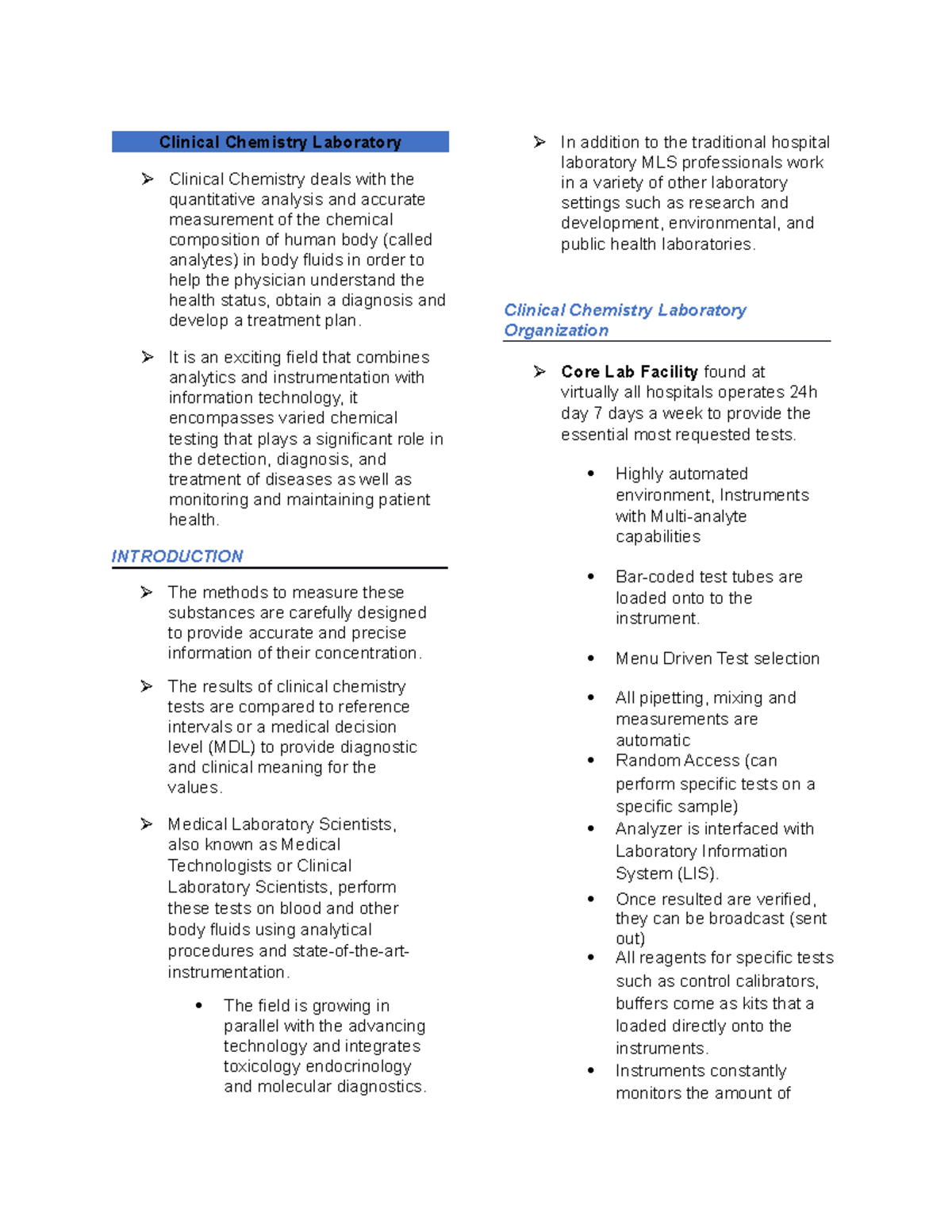 Analytics and Instrumentation in Clinical Chemistry Laboratory ...