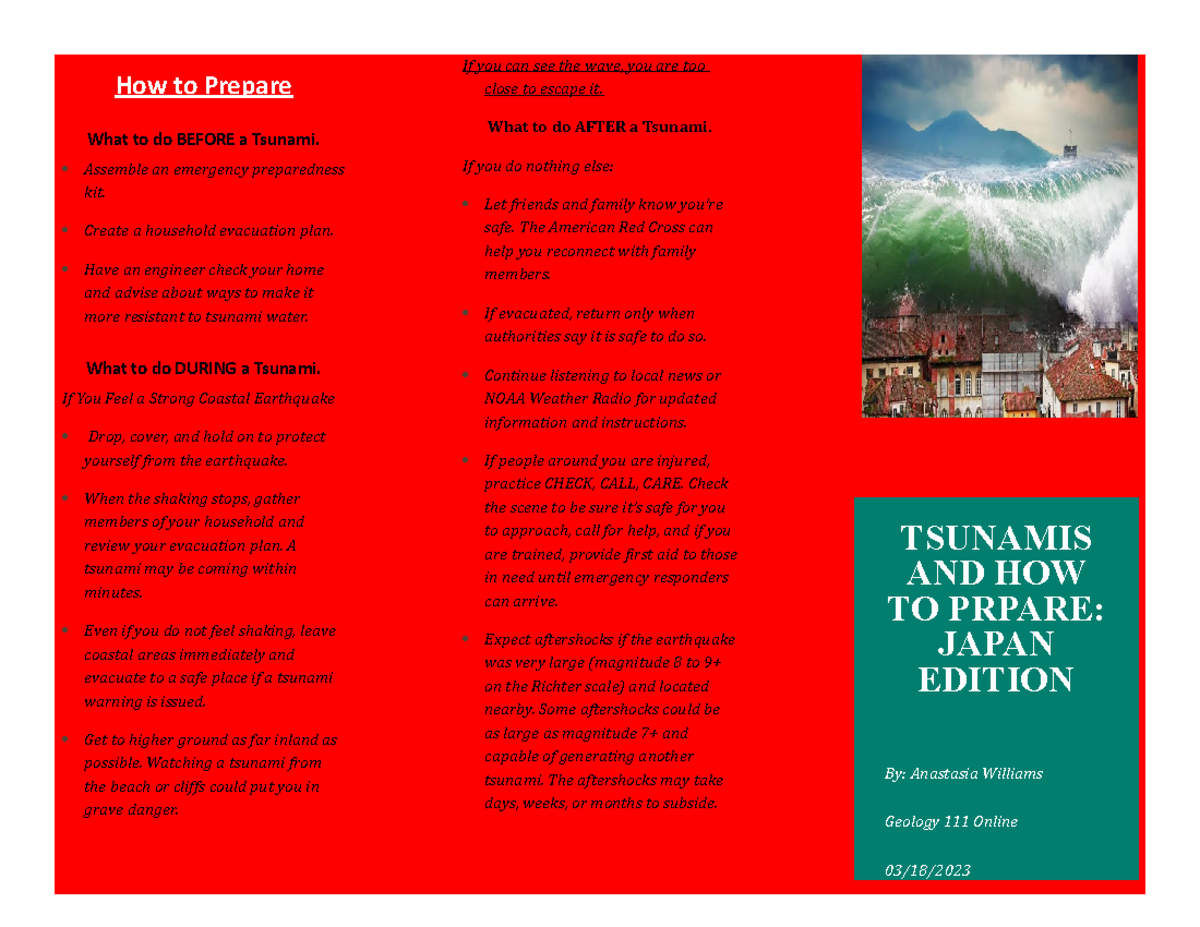 Natural Disaster Project Tsunamis - How to Prepare What to do BEFORE a ...