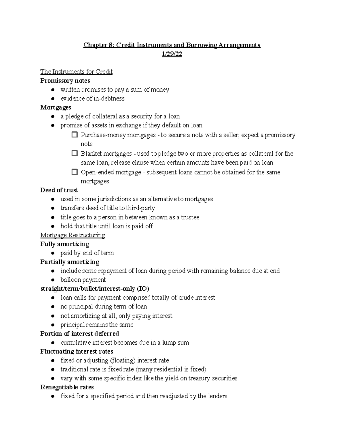 Chapter 8 Notes on Credit Instruments and Borrowing Agents - Chapter 8 ...