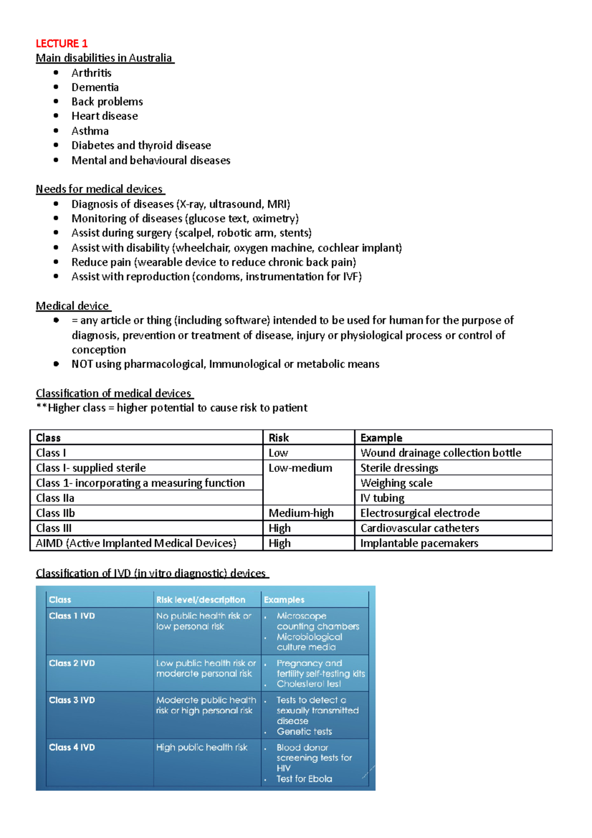 Medical Diagnostic Notes - LECTURE 1 Main disabilities in Australia ...