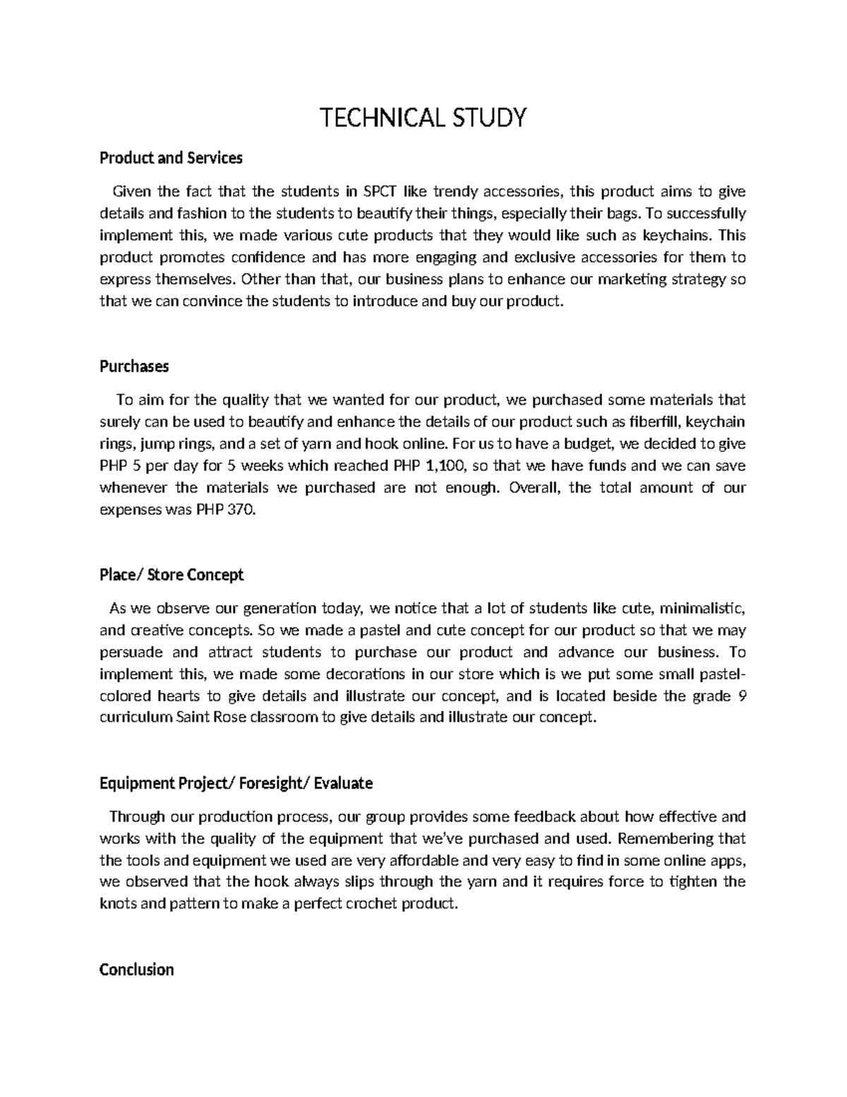 Technical Study - fsaasfsad sfsfsss - TECHNICAL STUDY Product and ...